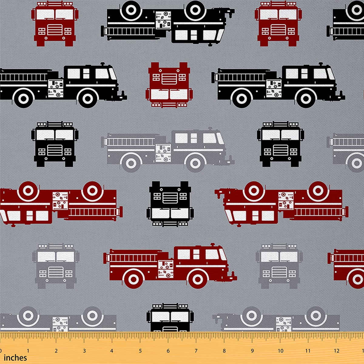Vehicles Fabric By The Yard, Fire Truck Upholstery Fabric, Fire Rescue ...