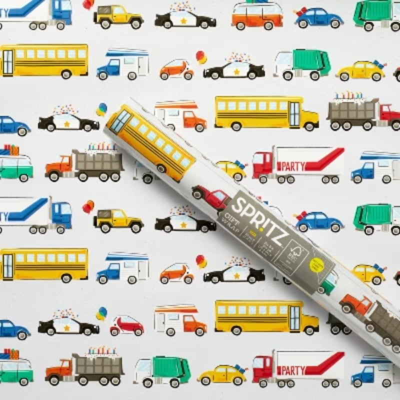 Vehicles Gift Wrapping Paper - Spritz: Multicolor Sports Theme ...