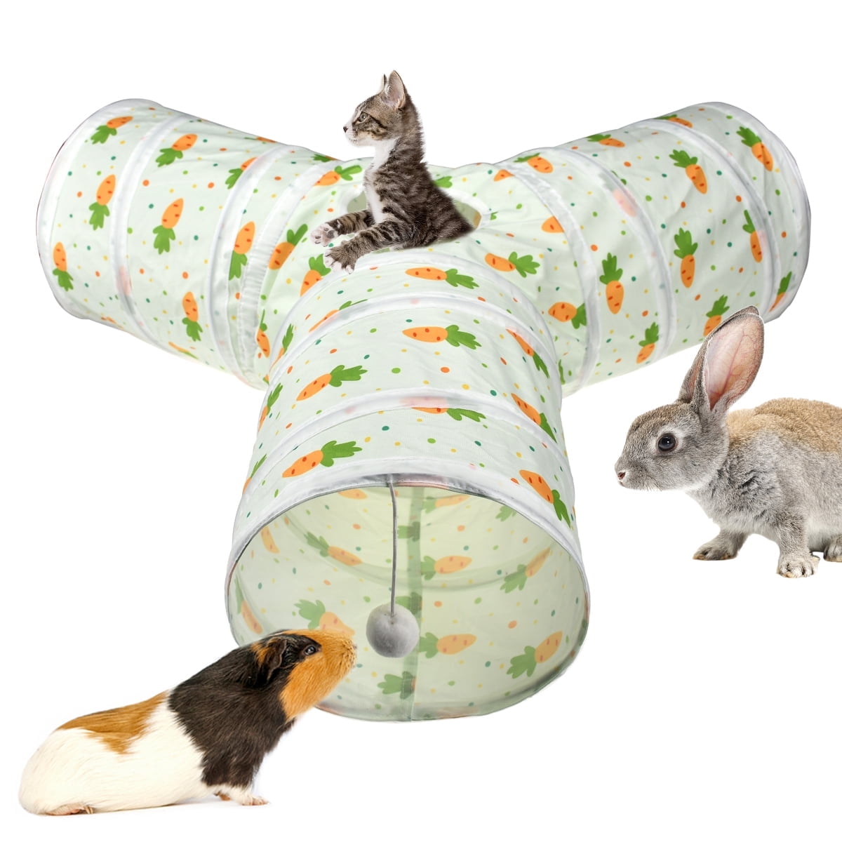 Vehomy Bunny Rabbit Tunnels Rabbit Cat 3 Way Collapsible Tunnel with ...