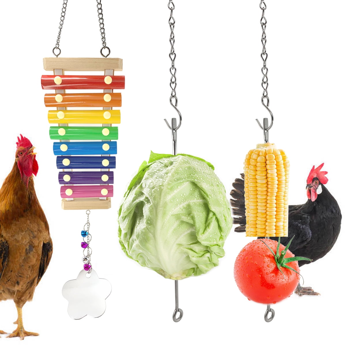 Vehomy Chicken Xylophone Toy and 2PCS Chicken Veggies Skewers Fruit ...