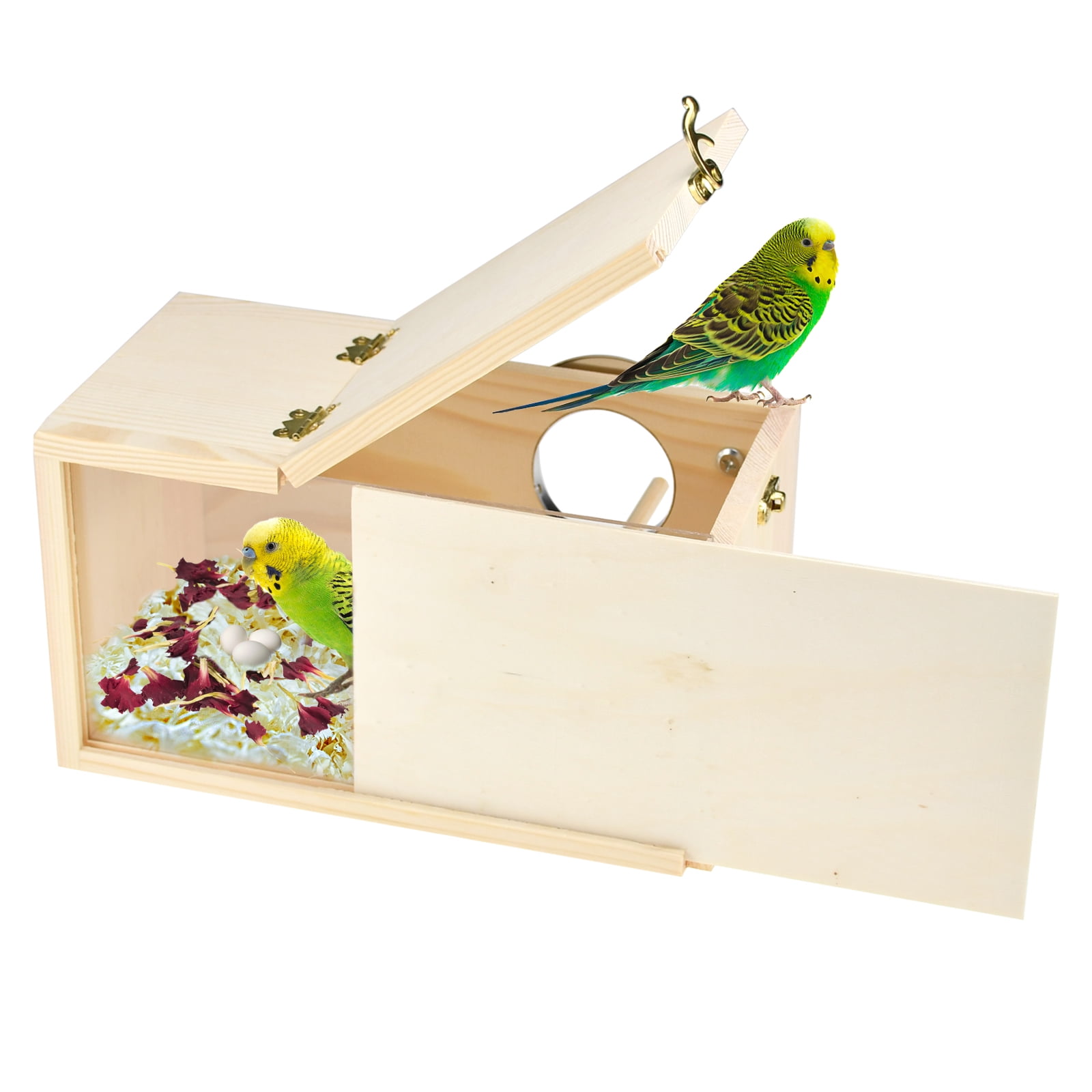 Vehomy Parakeet Nesting Box, Wooden Acrylic Bird Breeding House for ...
