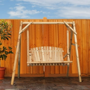 Costway 2-seat Wooden Outdoor Swing Bench for Patio, Backyard & Garden ...