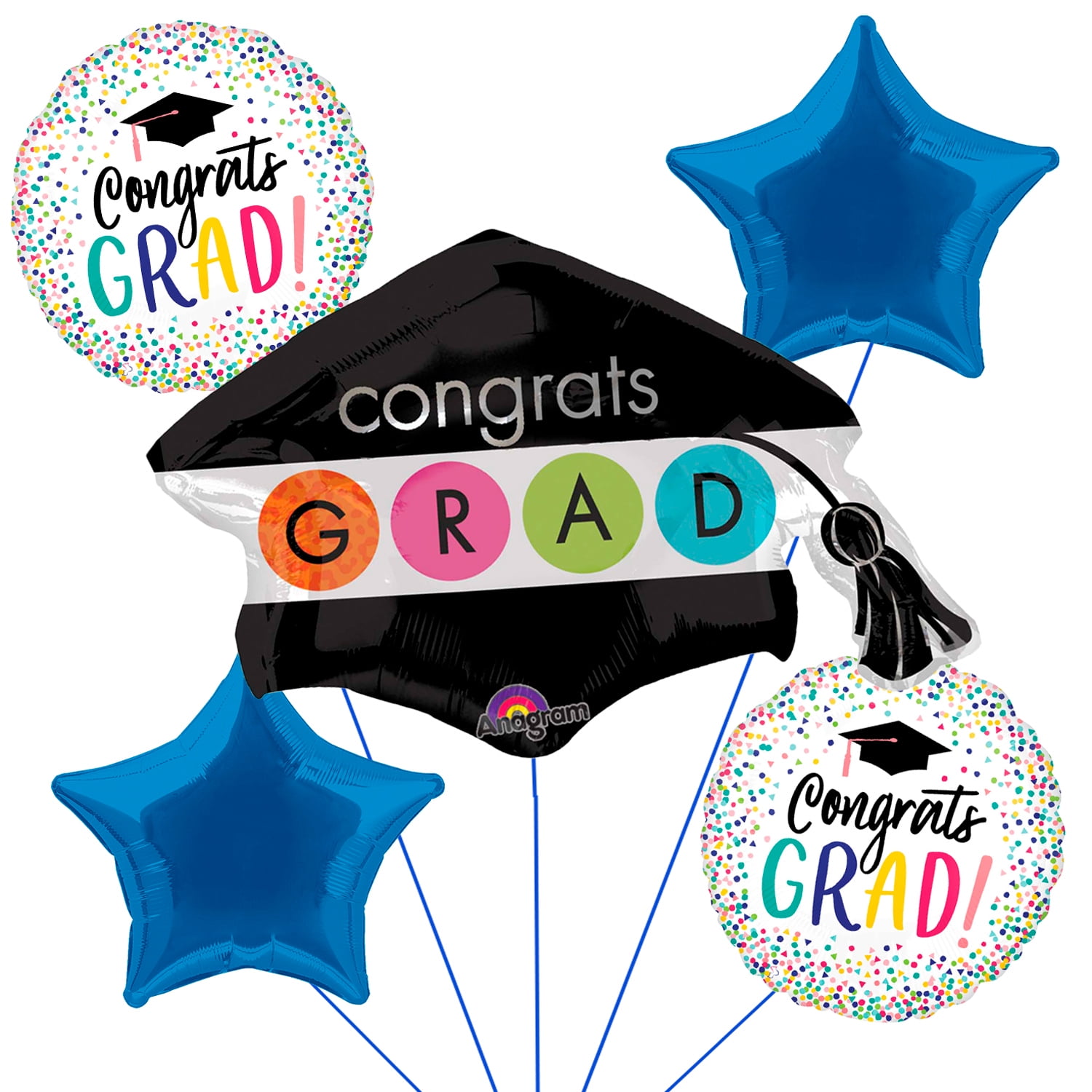 Veil Entertainment Congrats Grad Cap Bright Colorful Bouquet 5pc ...