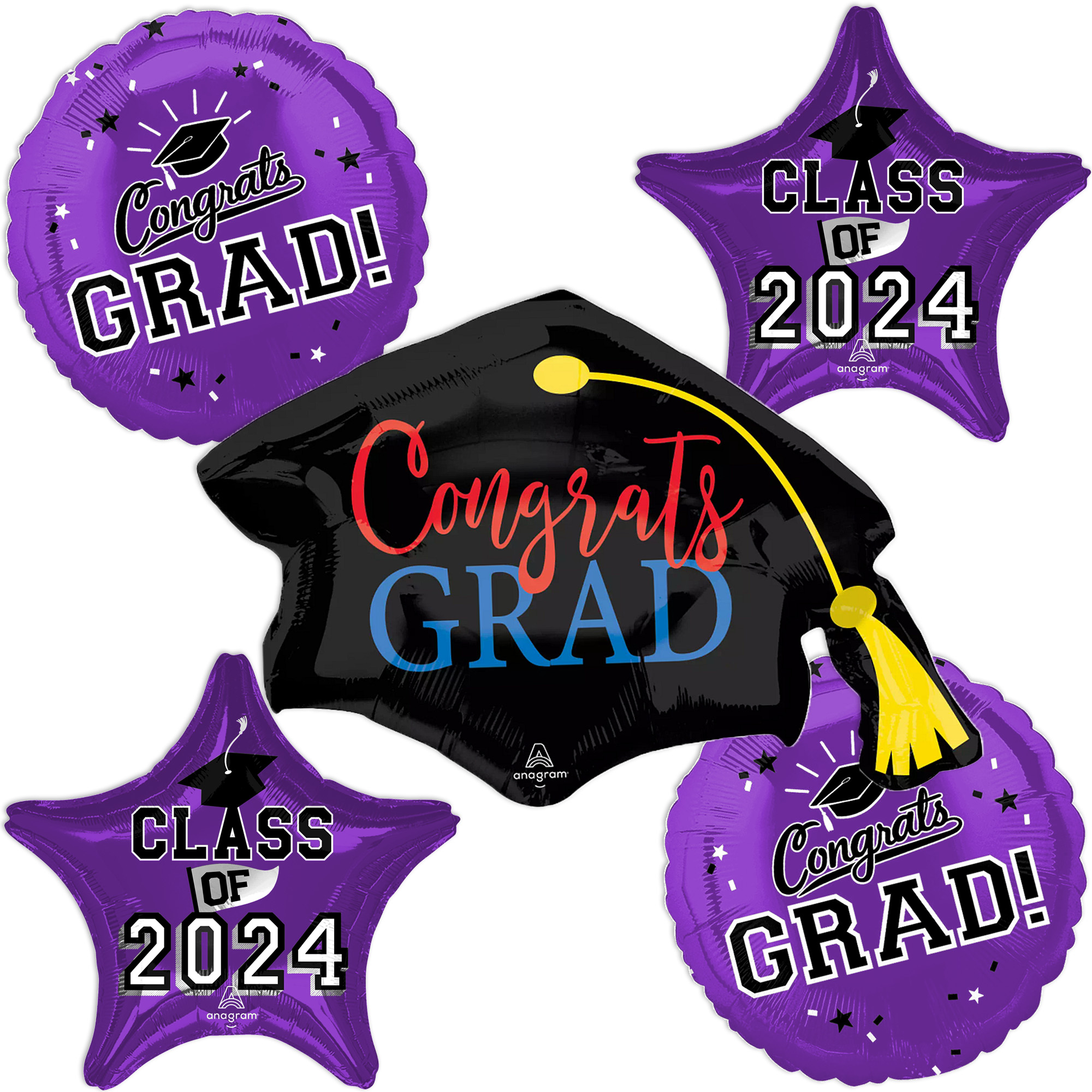 Veil Entertainment Congrats Grad Cap Class 2024 School Color 5pc ...
