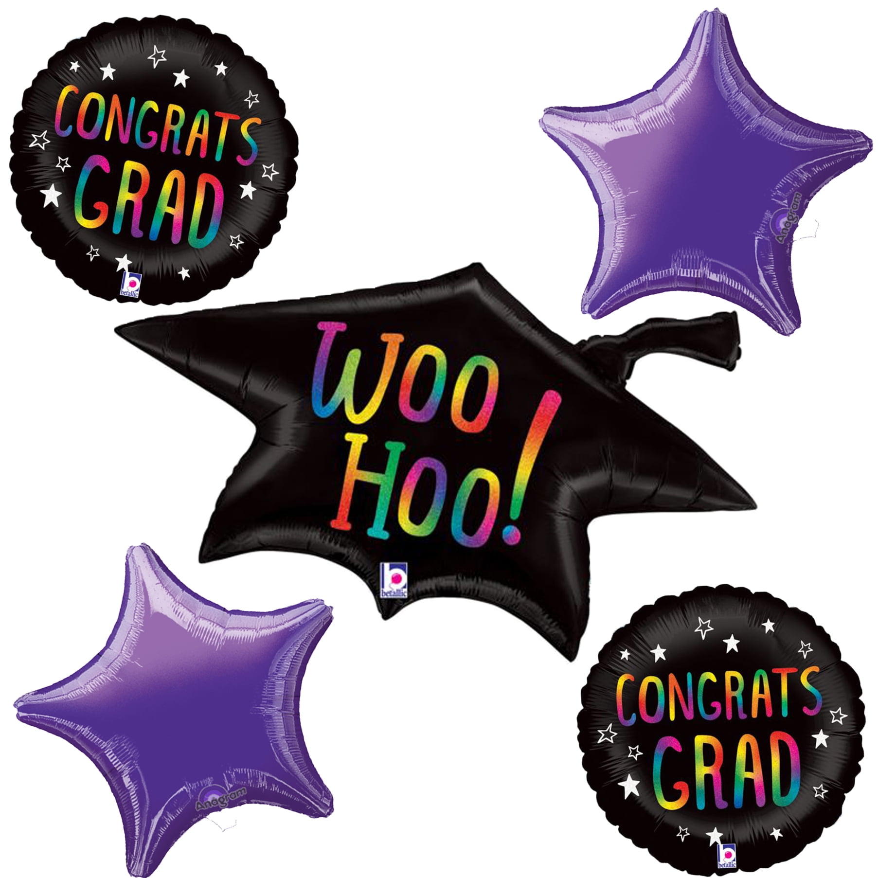 Veil Entertainment Woo Hoo Congrats Grad Cap Holographic School 5pc ...