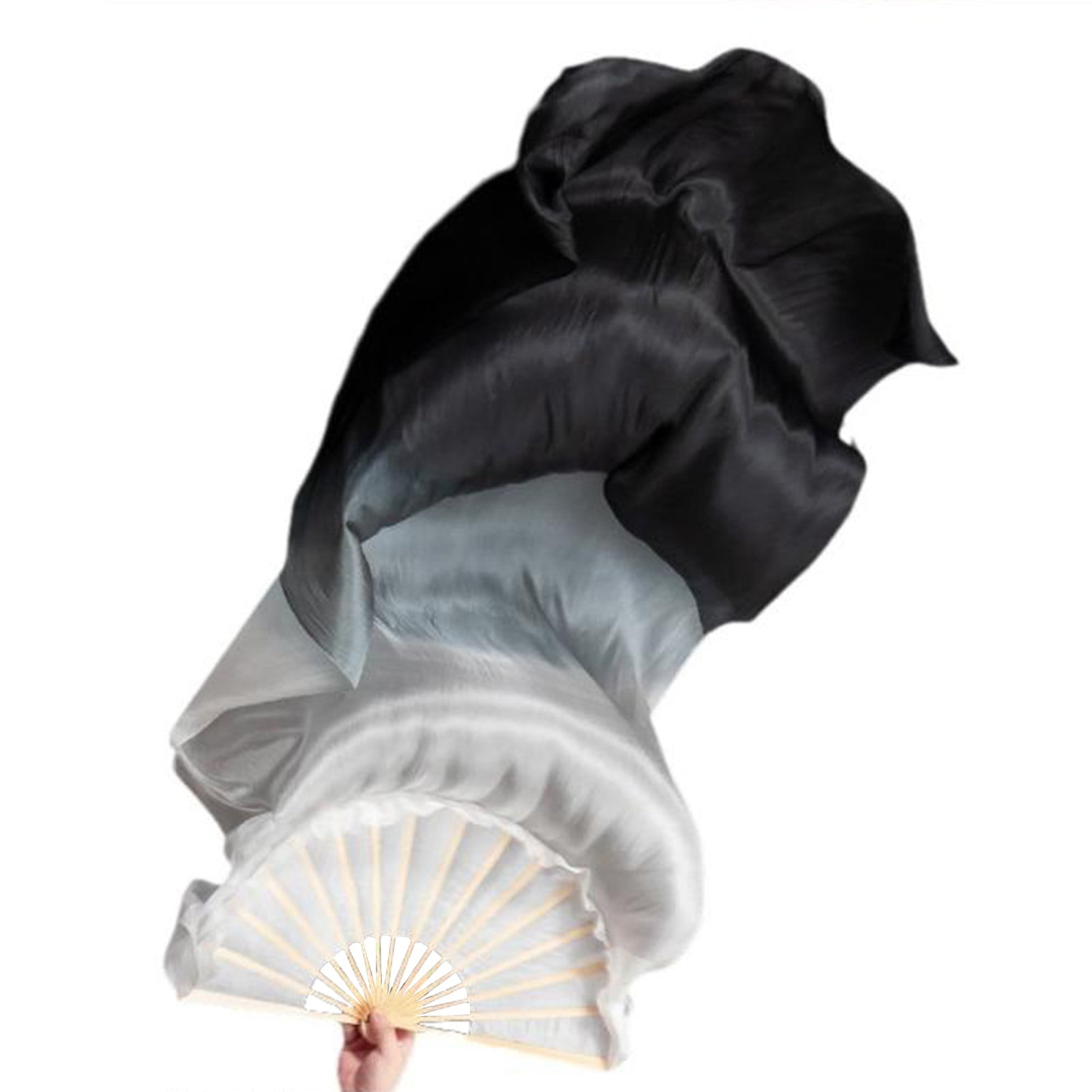 Veil Fan, Belly Dance Silk Fans Hand Dyed Silk,Gradient Shuimo Veil Long Silk Fans, Dance Fan ...