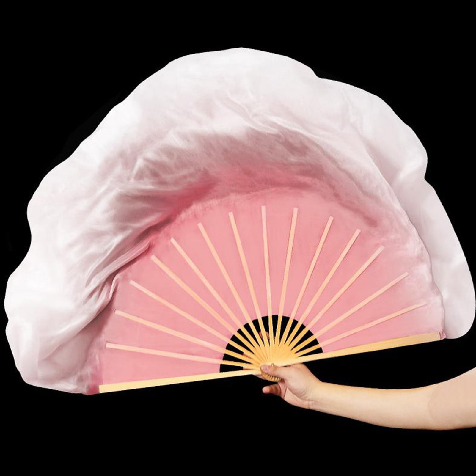 Veil Fan Real Silk Dance Long Fans,Belly Dance Bamboo Fans ,Handmade ...