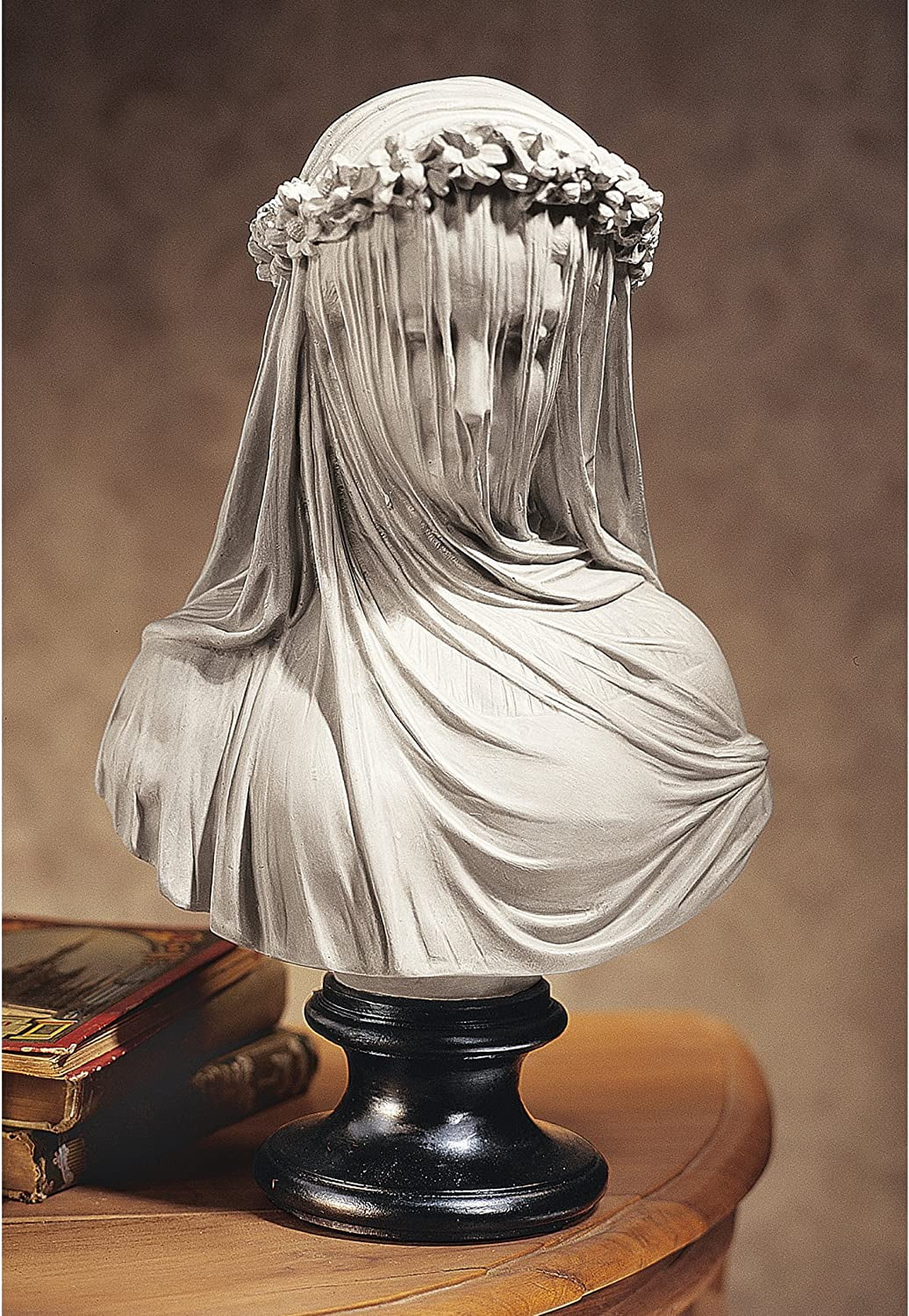 Veiled Maiden Indoor Bust Statue, 9 Inch Wide, 14 Inch Tall, Cast Stone ...