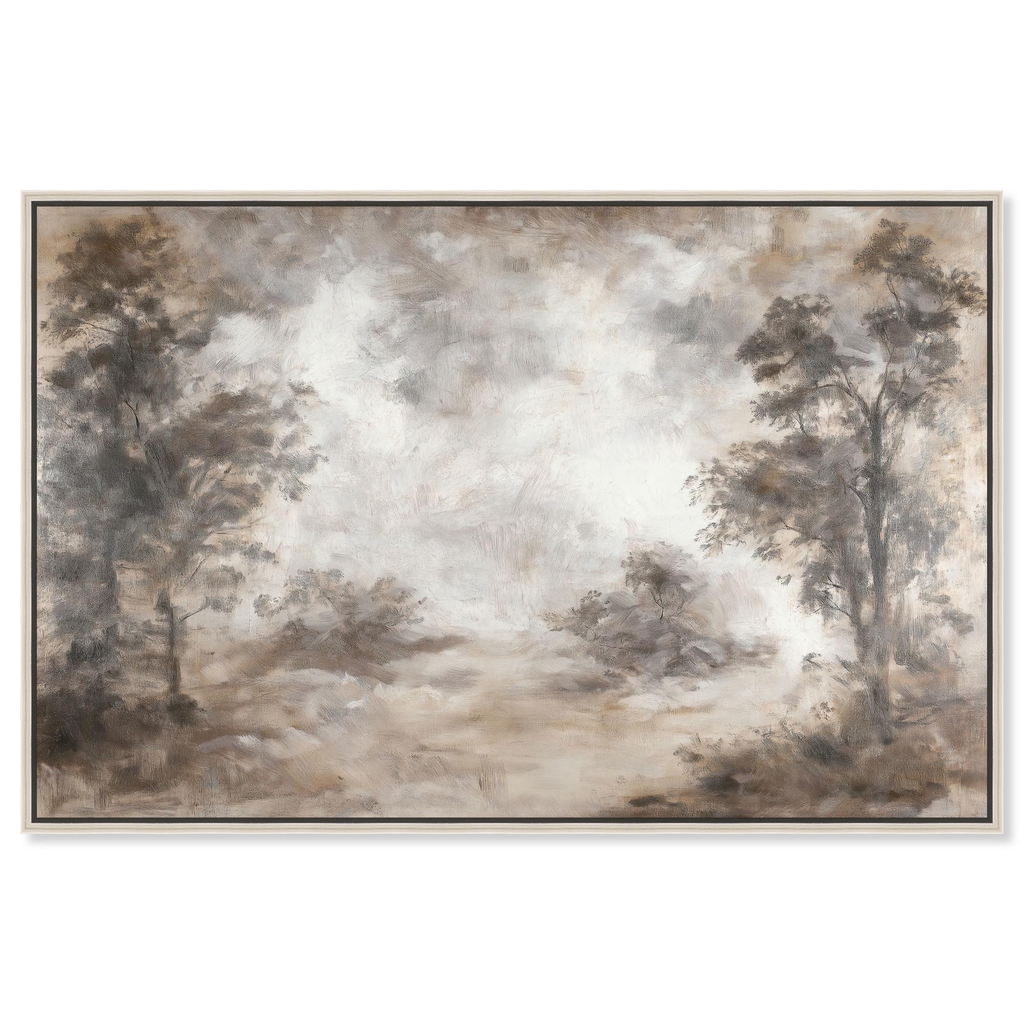 Veiled in Fog Canvas Vintage Landscape by Art Remedy, Silver Frame, 24 ...