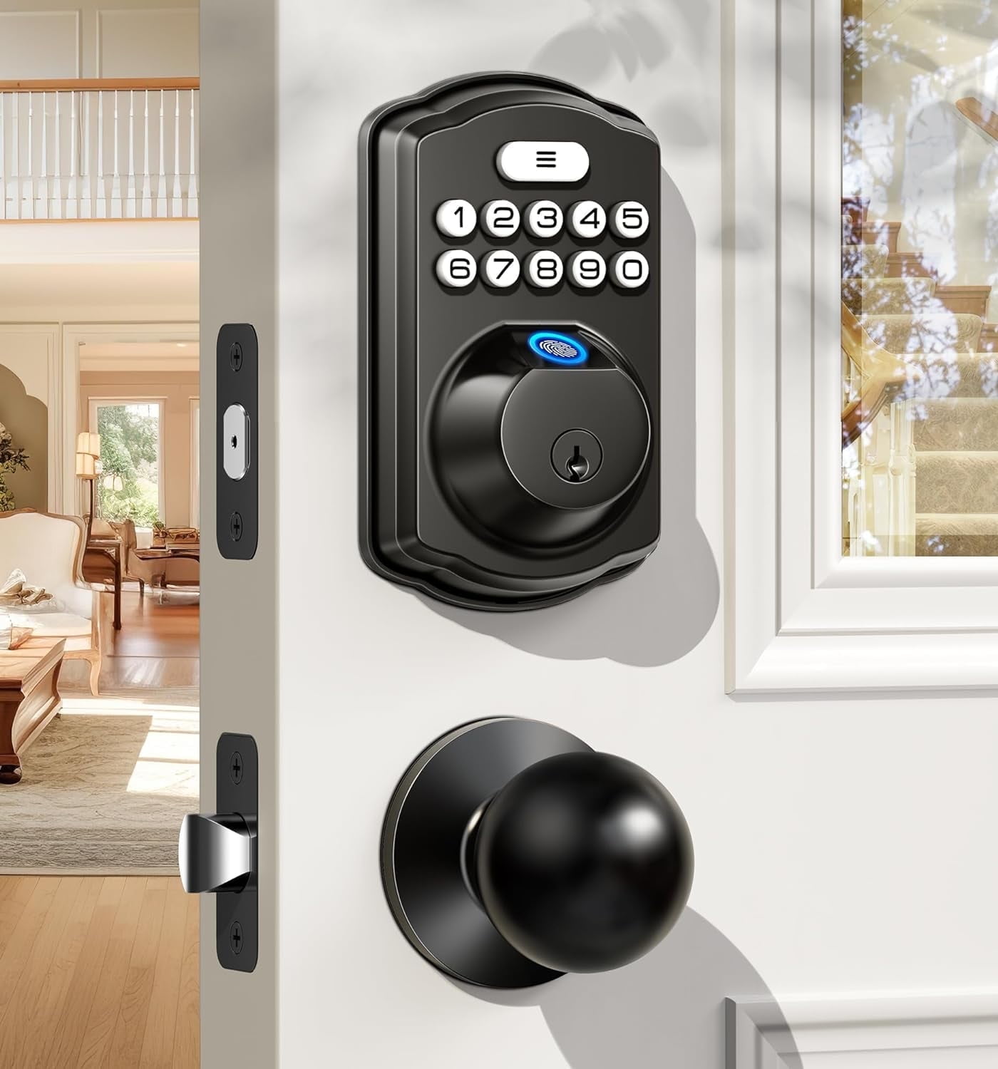 Veise Fingerprint Door Lock with 2 Knobs - Keyless Entry Door Lock with ...