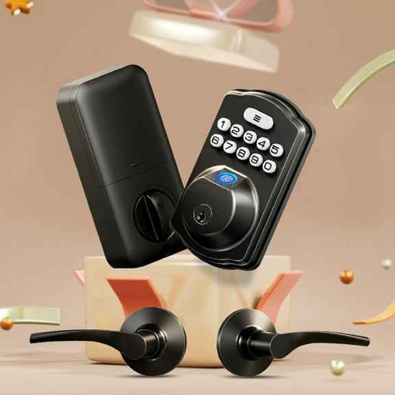 Finrprint Door Lock with 2 Lever Handles - Keyless Entry Lock ...