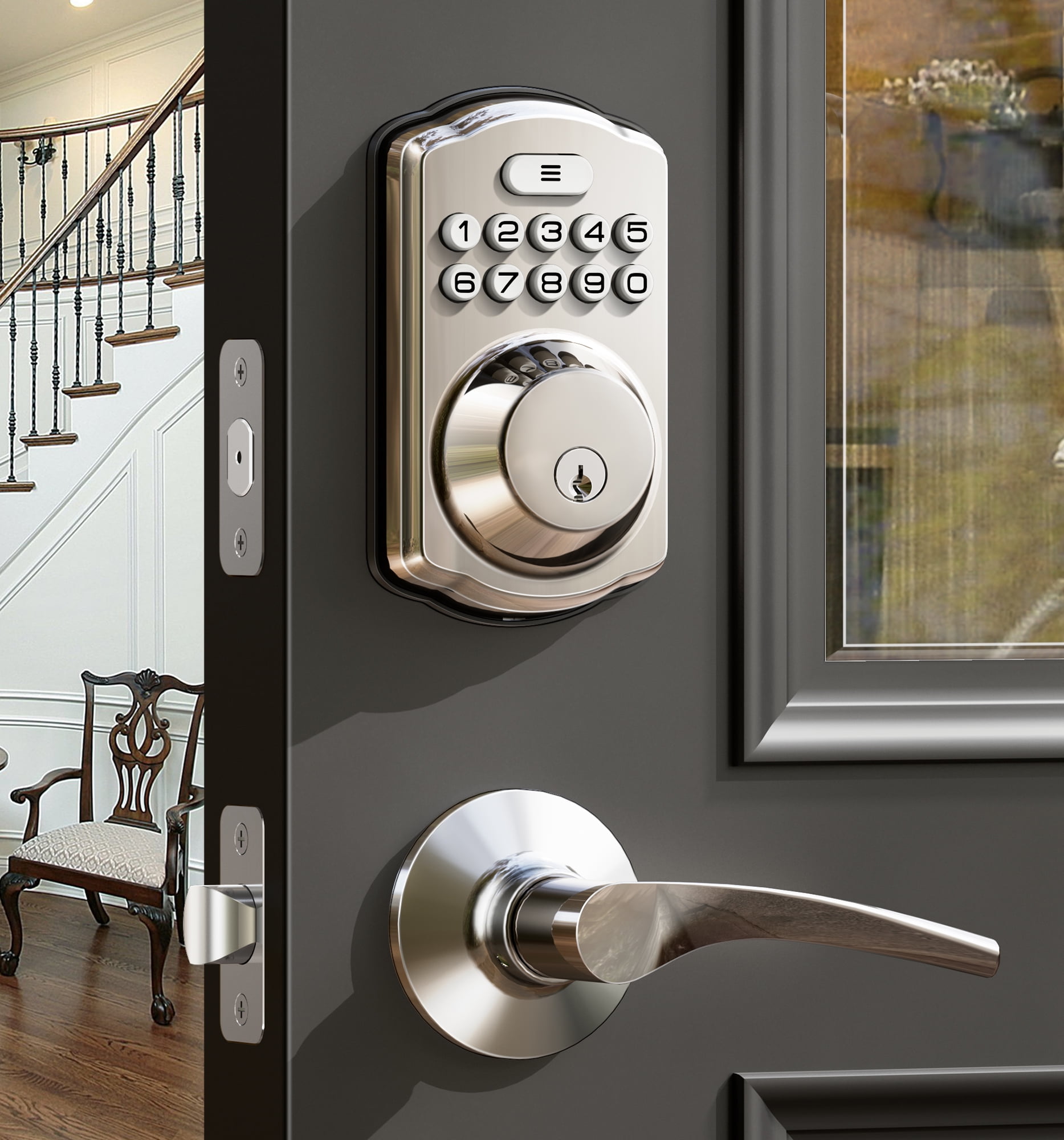 Veise Keyless Entry Door Lock with 2 Lever Handles - Electronic Keypad ...
