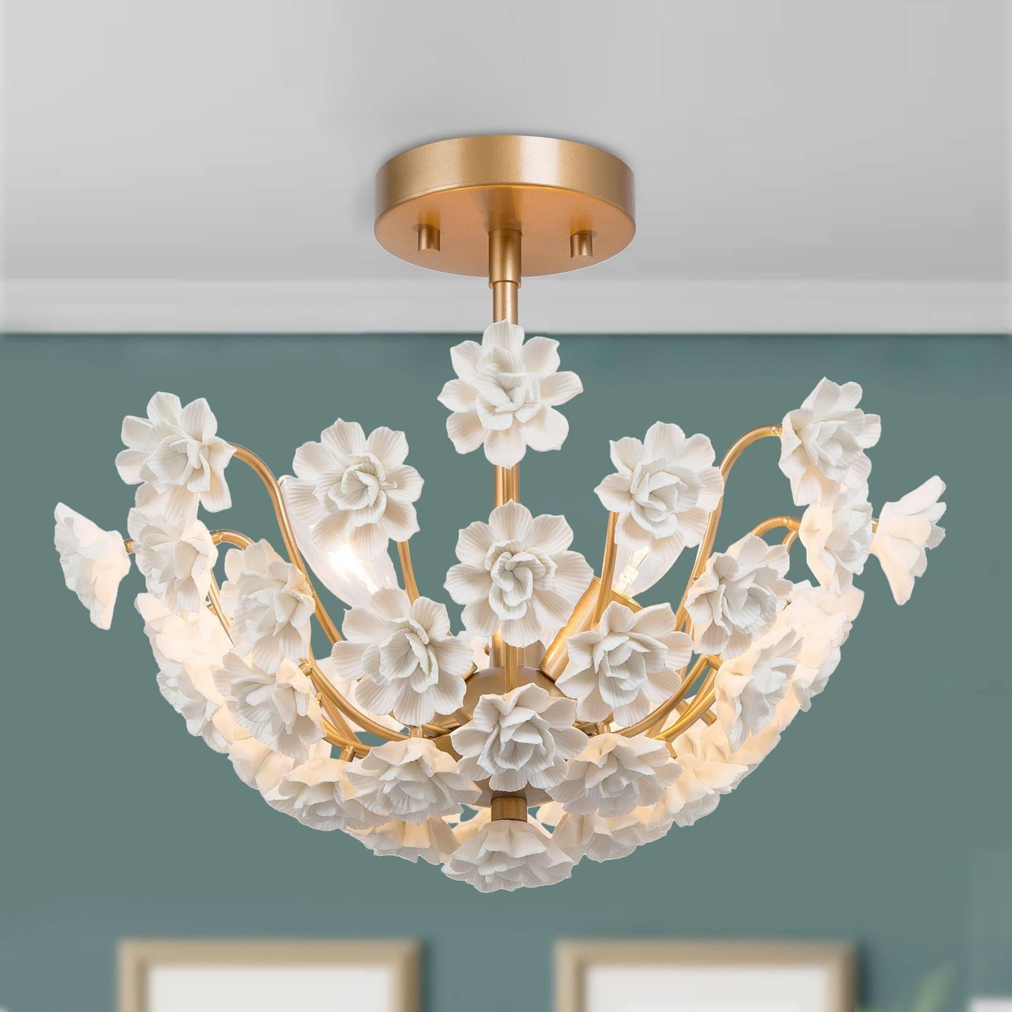 Veitchii Modern Ceramic Ambiance Semi-flush Mount Ceiling Light 3-light ...