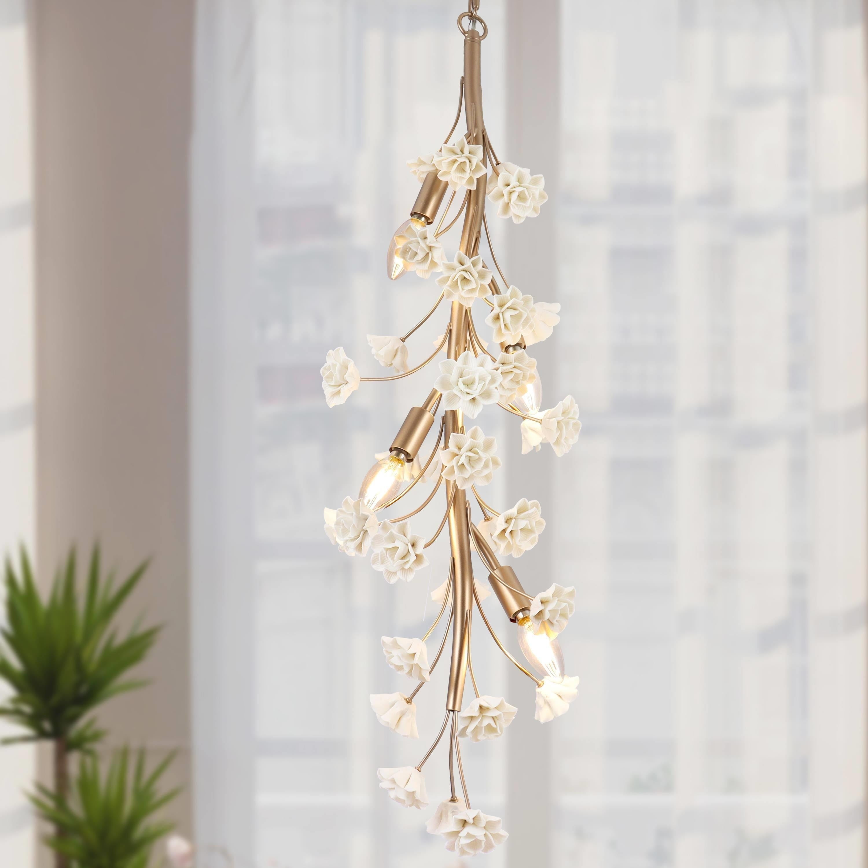 Veitchii Modern Ceramic Branch Chandelier Veitchii Gold 4-light Corner ...