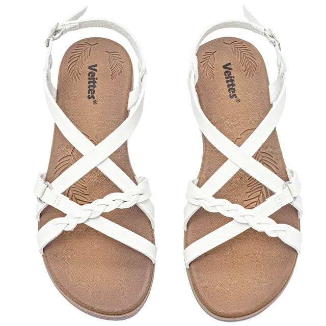 Ataiwee Women's Flat Slide Sandals - Fashion Adjustable Cross Strappy ...