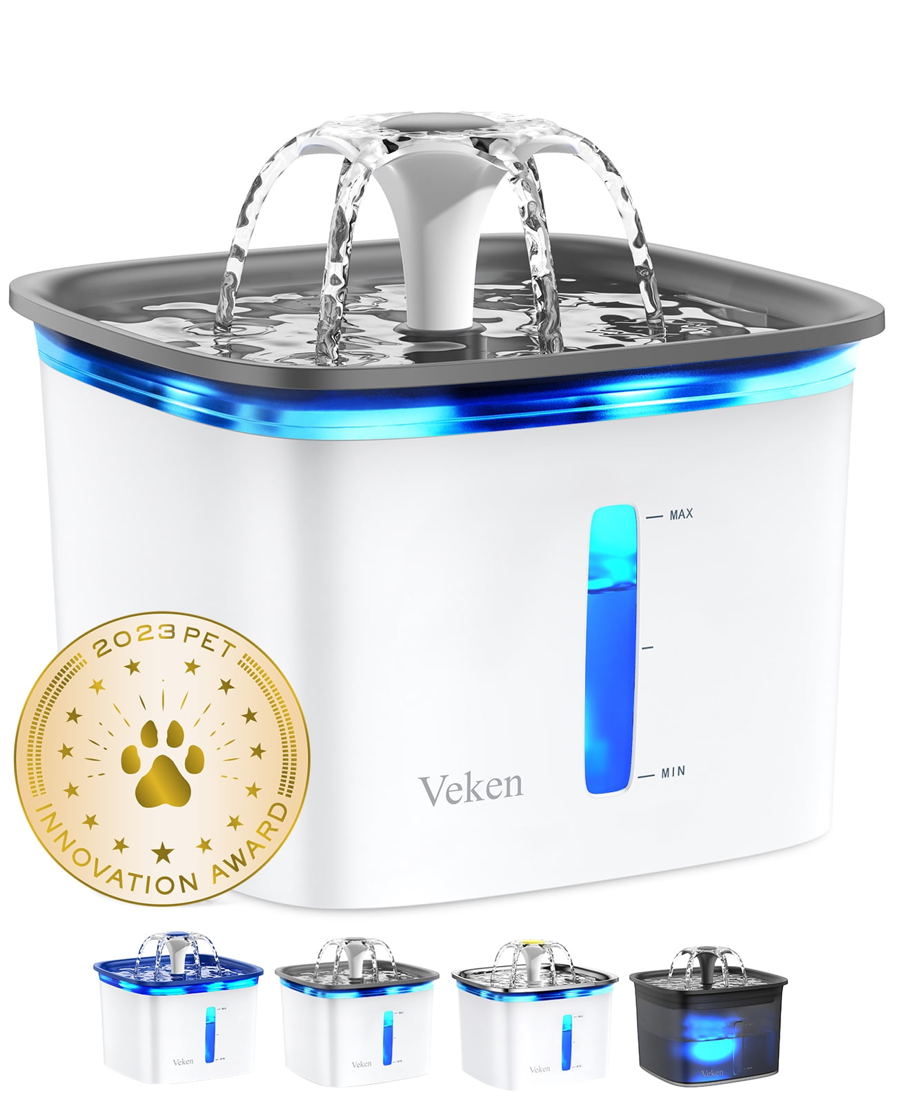 Veken Innovation Award Winner 95oz/2.8L Pet Fountain, Automatic Cat ...