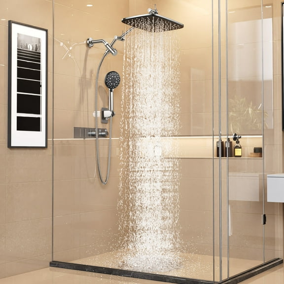 10 Inch Rain Shower with Handheld, High Rainfall Showerhead Combo with ...