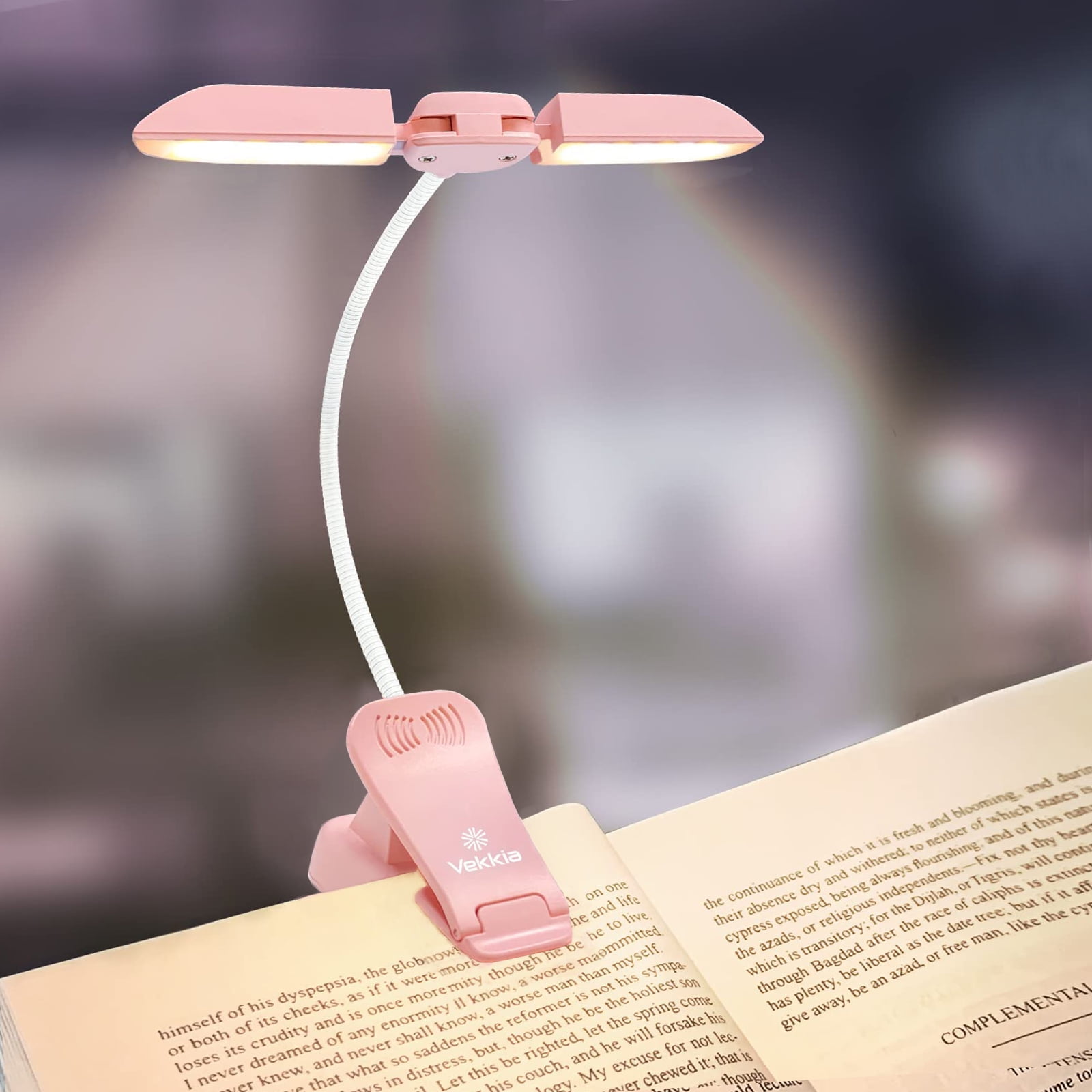 Vekkia 14 LED Book Light, Rechargeable, 3 Colors, 5 Brightness, 180 ...