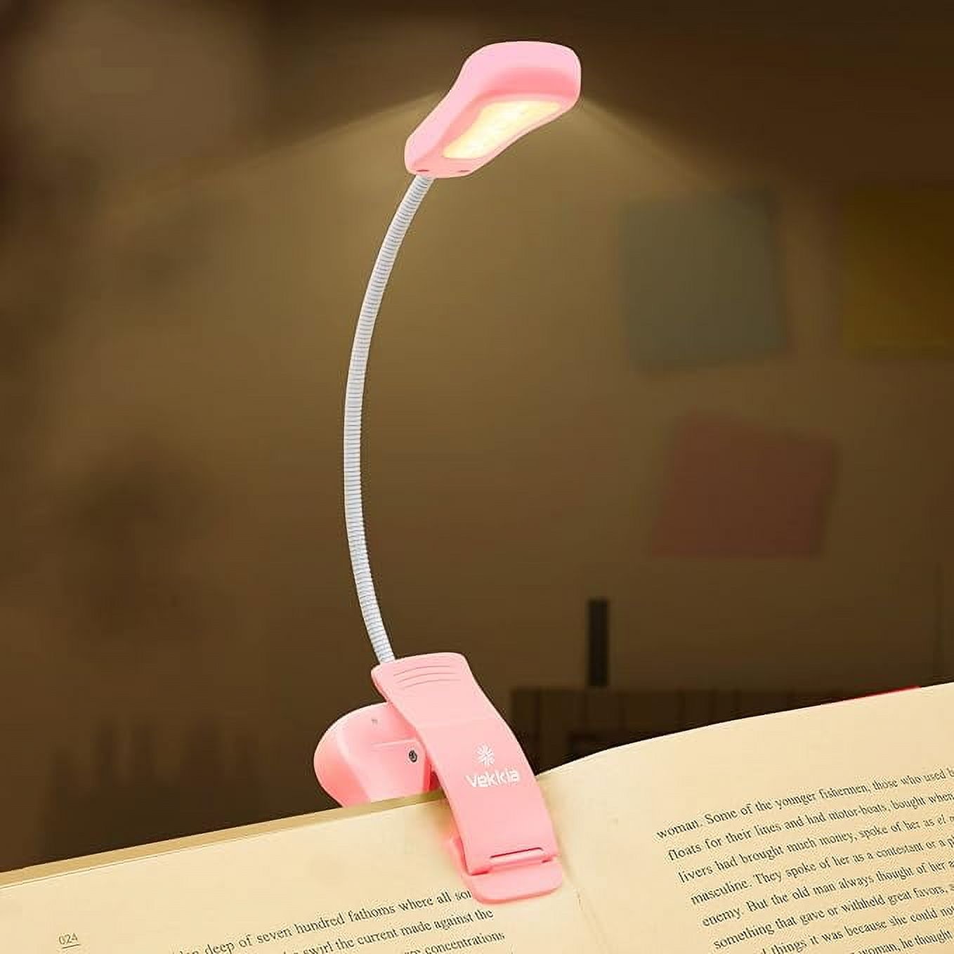 Vekkia Rechargeable-Book-Light-for-Reading-in-Bed, 3000K Warm 6 LED 3 Brightness Lamp - Walmart.com