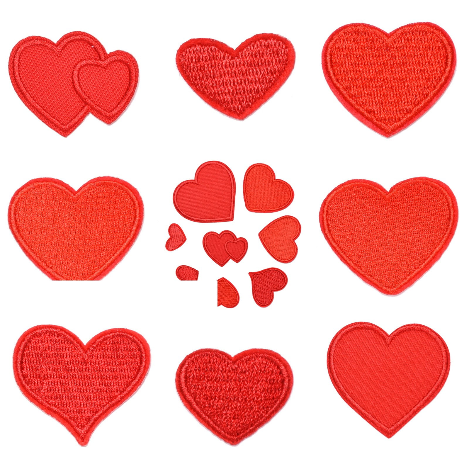Vekome 8 Iron on Heart Shape Patches Embroidered Repair Patches Iron ...
