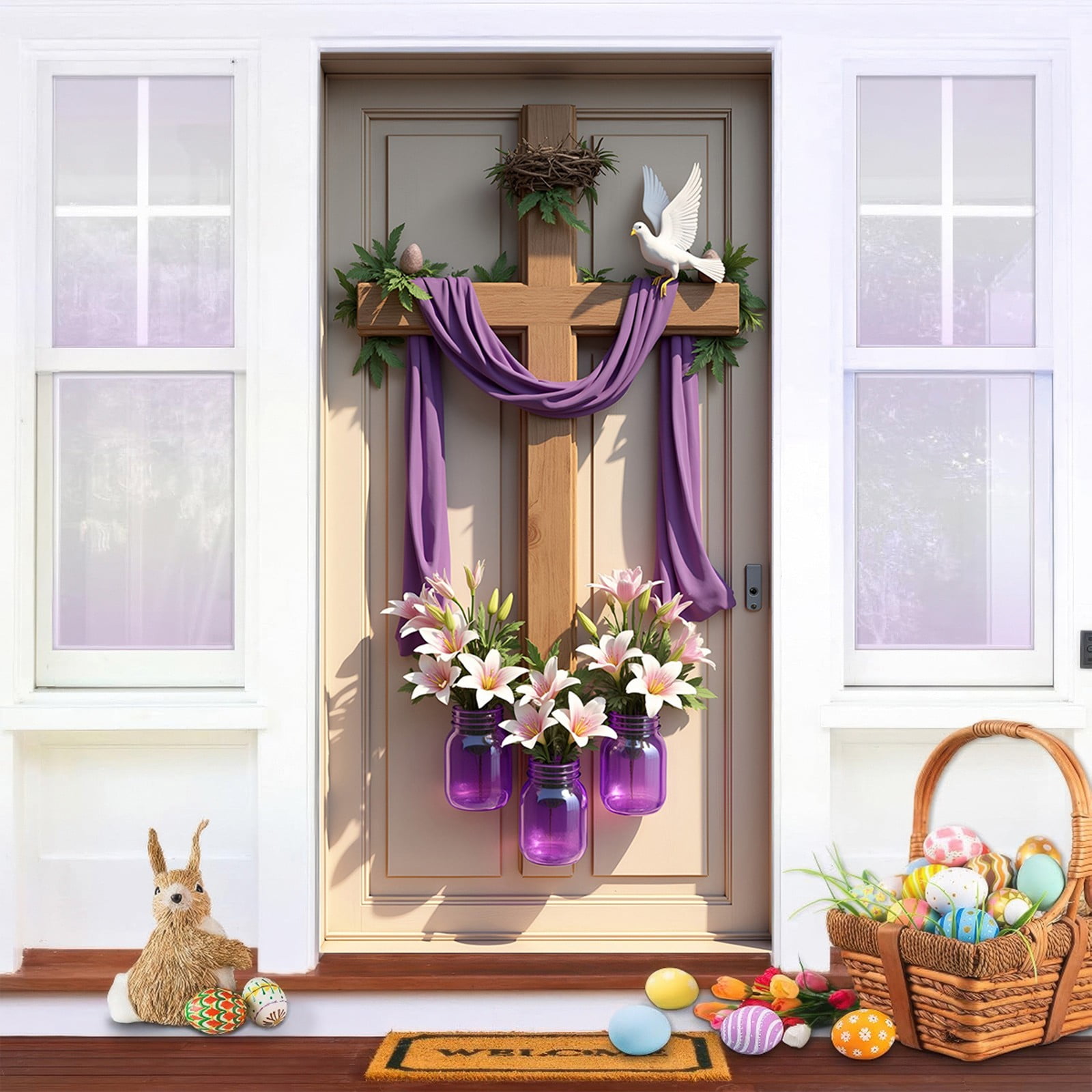 Vekome Easter Door Curtain,Easter Backdrop for Front Door,Easter Door ...