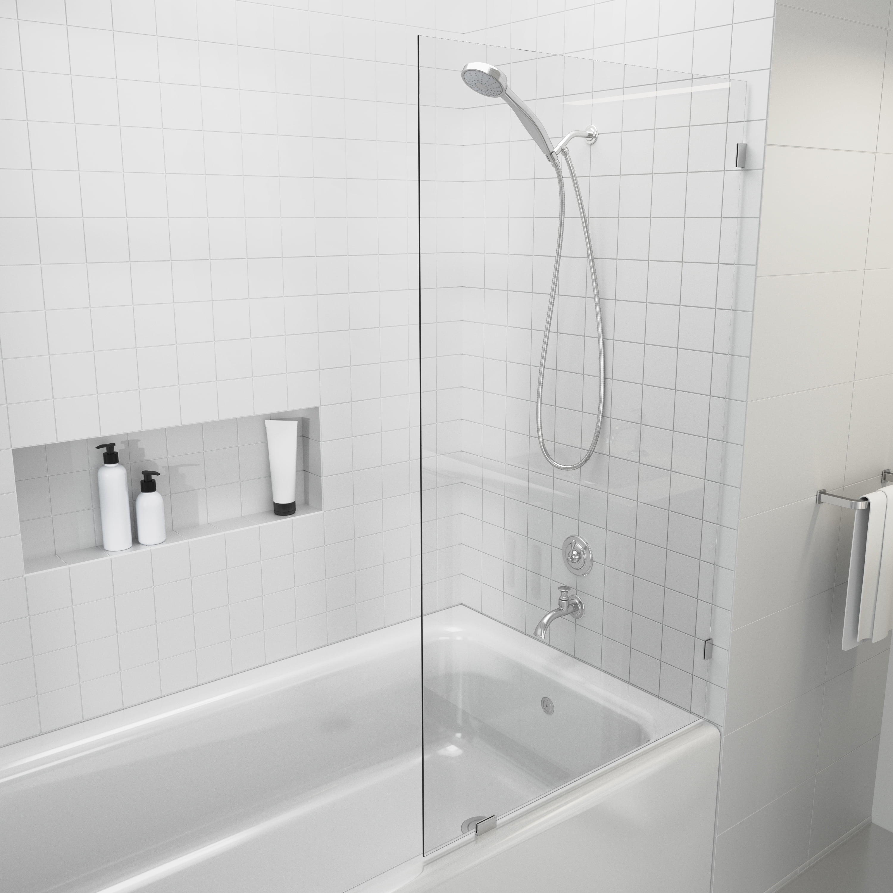 Vela 58.25" x 34" Full Frame Shower Bath Fixed Panel - Walmart.com