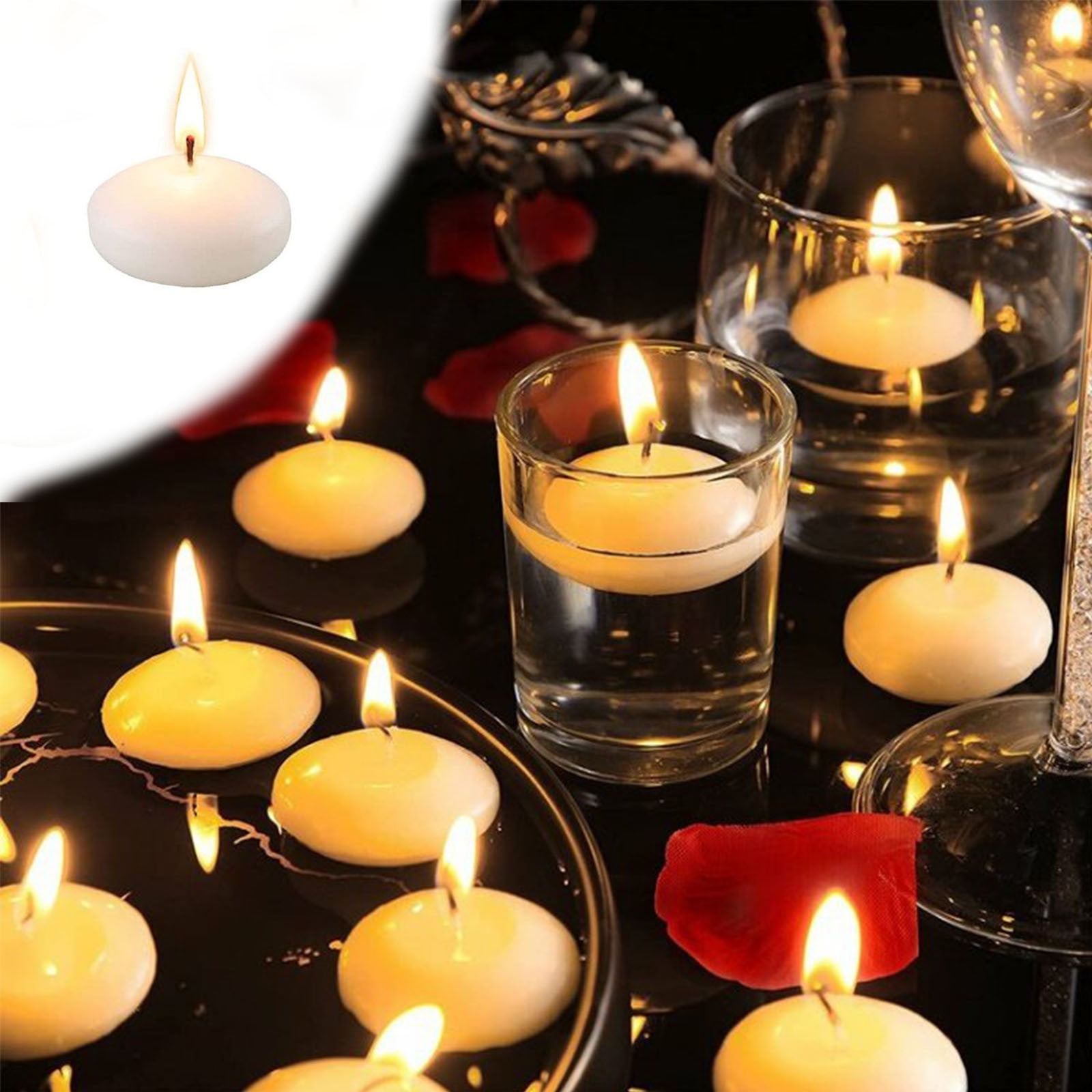 Vela flotante para San Valentín, cena romántica a la luz de las velas, vela flotante de agua ...