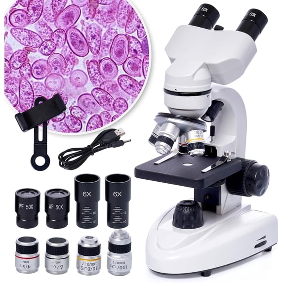 Velamnia Binocular Compound Microscope 200x–5000x Magnification with 45 ...
