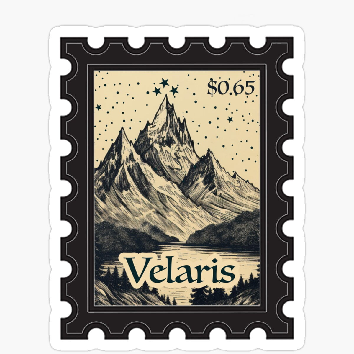 Velaris Stamp Vintage Wood Block Style Sticker. Gift For You - Decorate ...