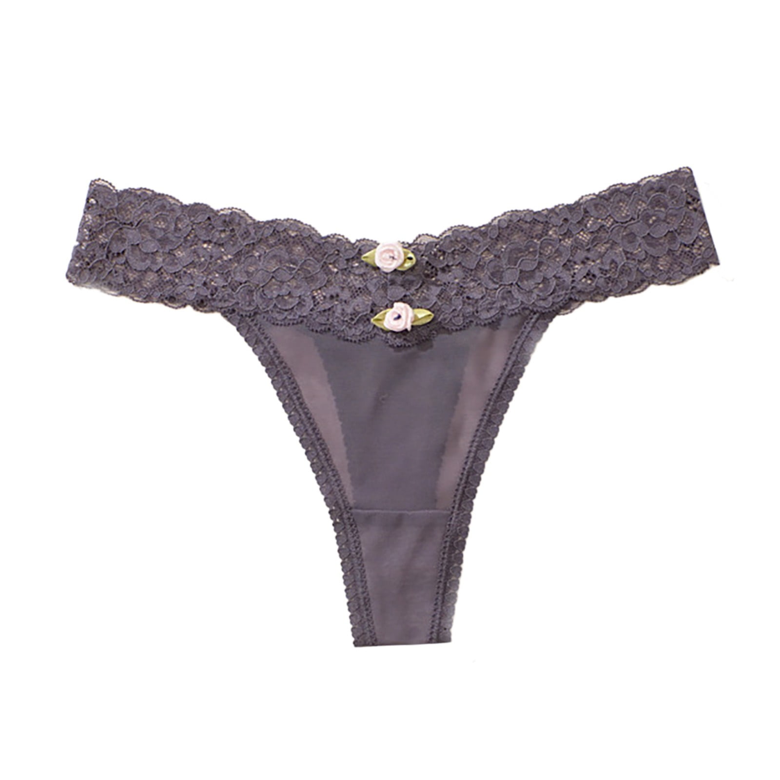 Velaura Women's Low Waist Lace Briefs Solid Color Crotch Underwear ...