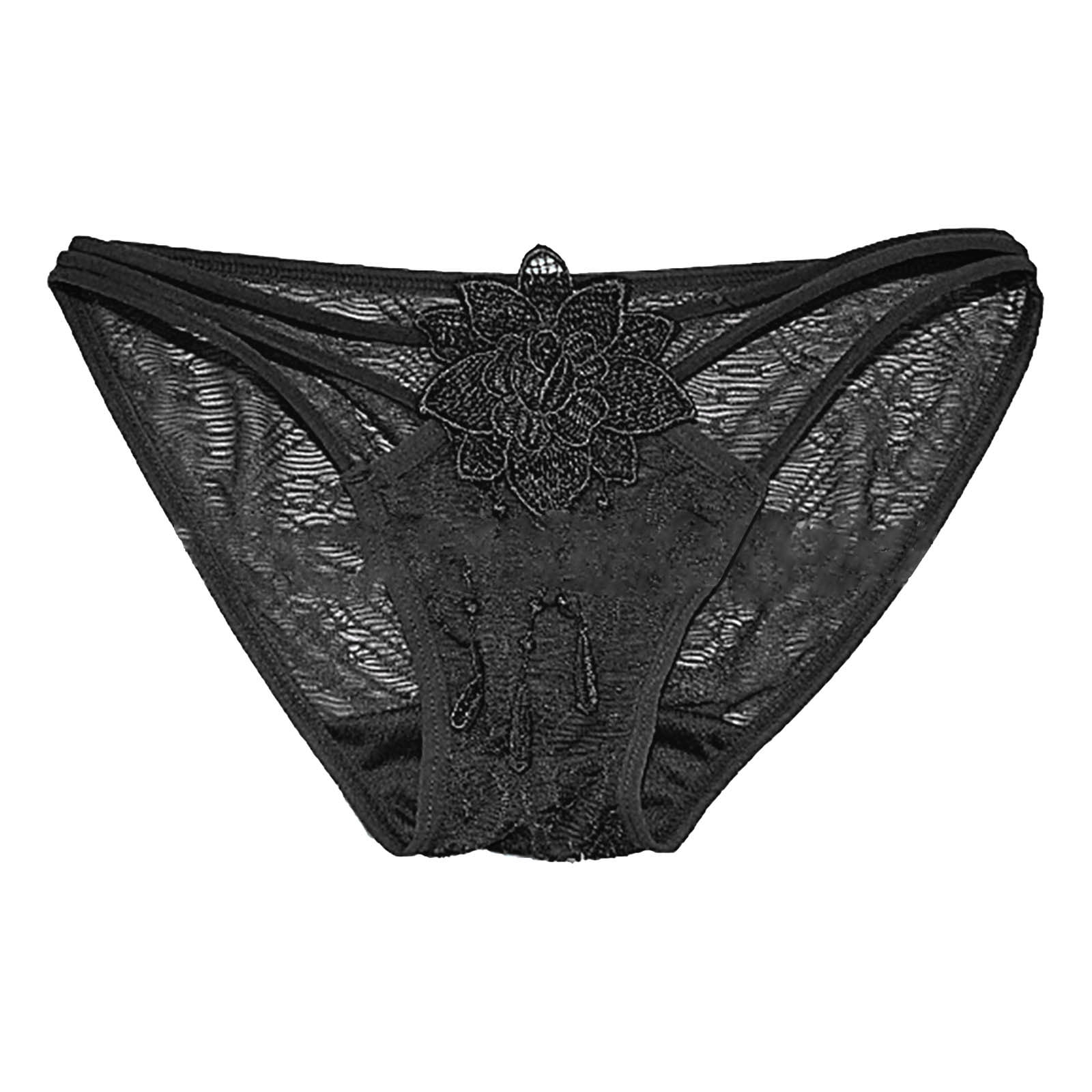 Velaura Womens Sexy Low Waist Mesh Transparent Hollow Rose Embroidered ...