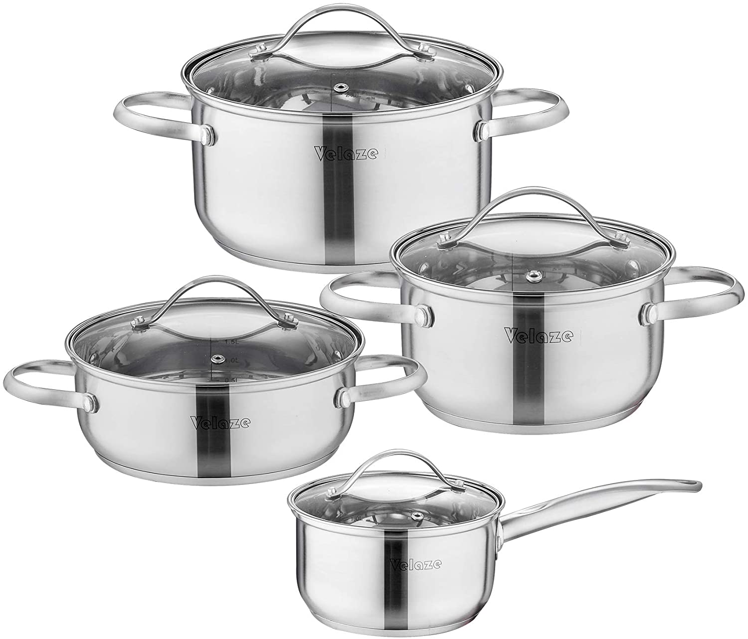 Velaze Cookware Set, Series Miki, 8-Piece Pan Set, Induction Safe ...