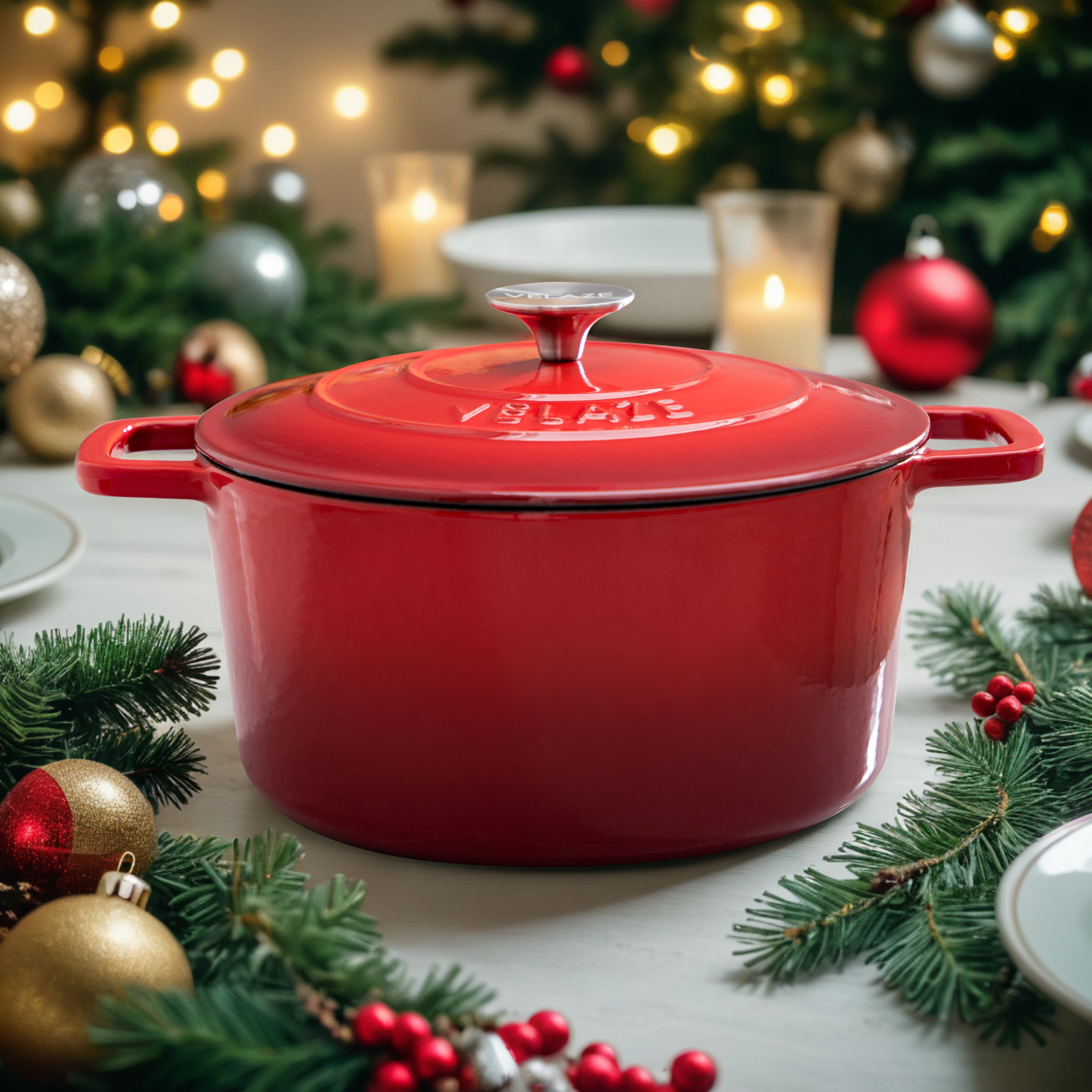 Velaze Enameled Cast Iron Dutch Oven, Dual Handles Dutch Oven Pot with ...