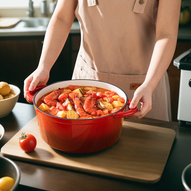 Velaze Enameled Cast Iron Dutch Oven, Dual Handles Dutch Oven Pot with ...