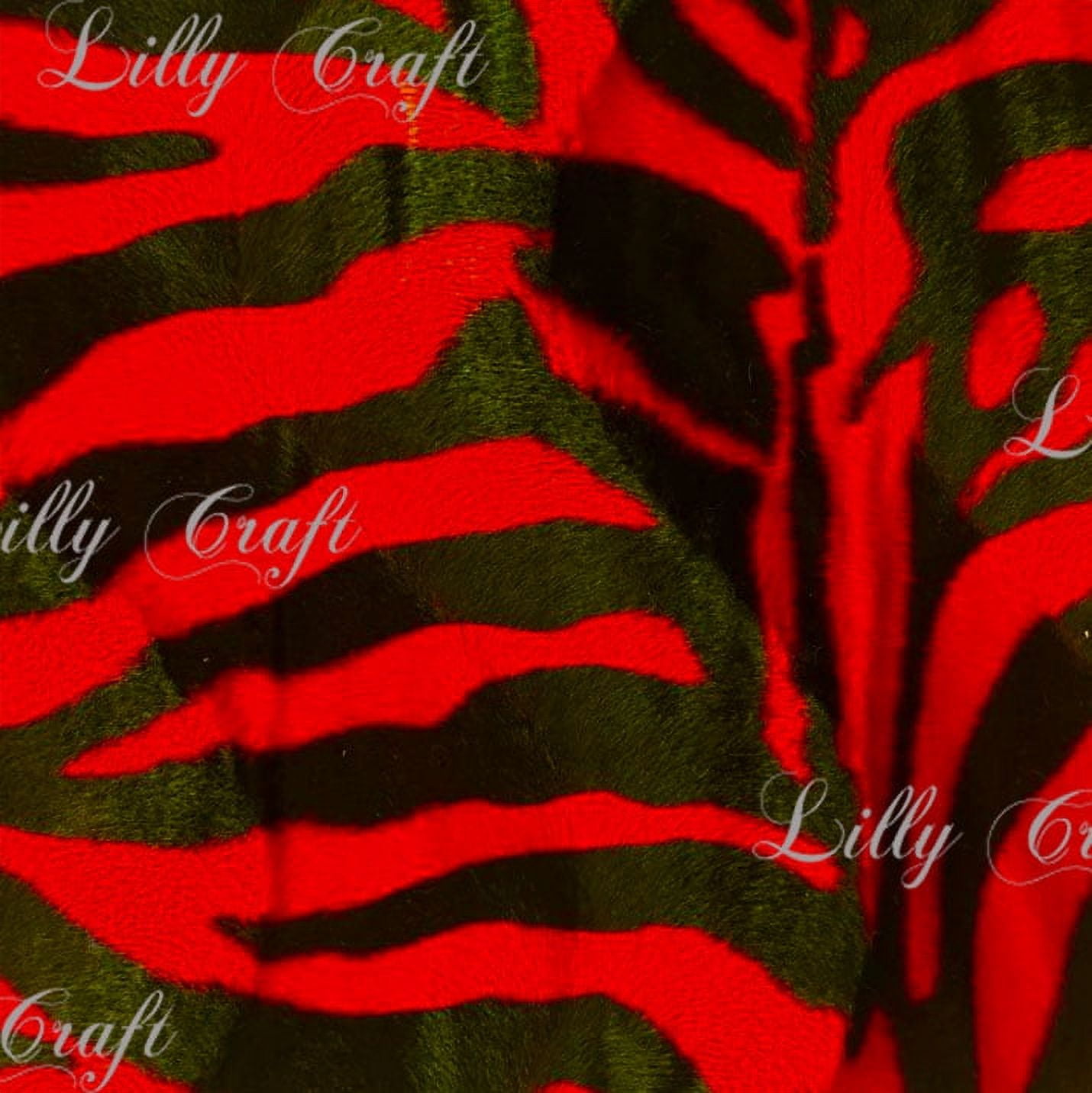 Velboa Black Red Zebra Print Low Pile Faux Fur Fabric 58”/60” Sold by ...