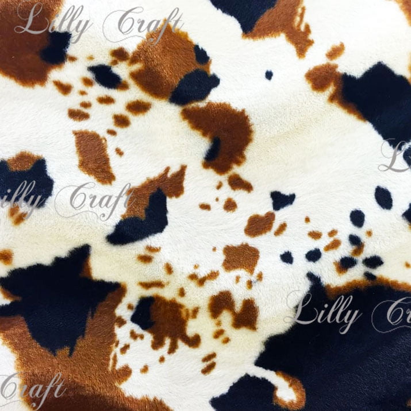 Velboa Brown and Black With Spots Cow Print Low Pile Faux Fur Fabric 58 ...