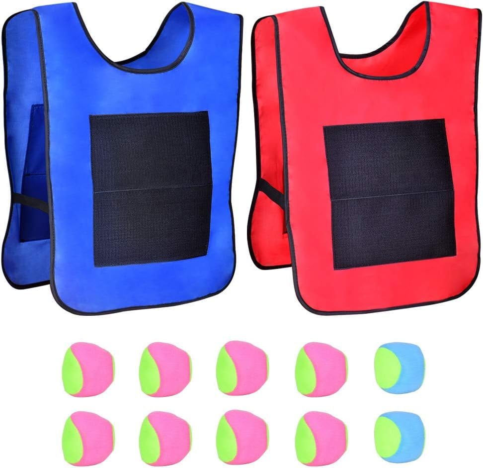 Velcro Ball Game Set - 2 Target Vests with 10 Velcro Balls Throwing ...