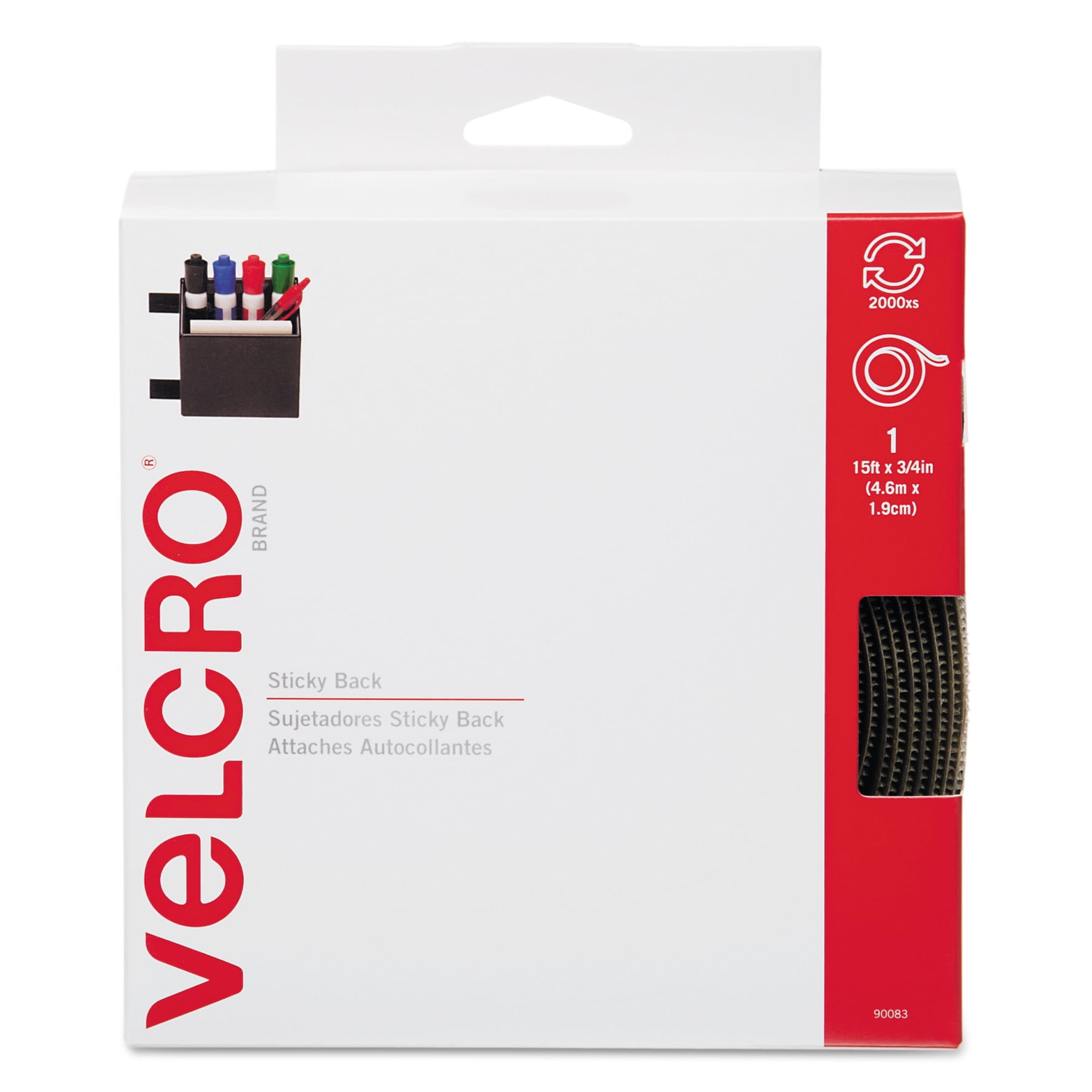 VELCRO, Hook And Loop Sticky Back Tape Roll, 15 Feet X 3/4 Inch, Beige ...