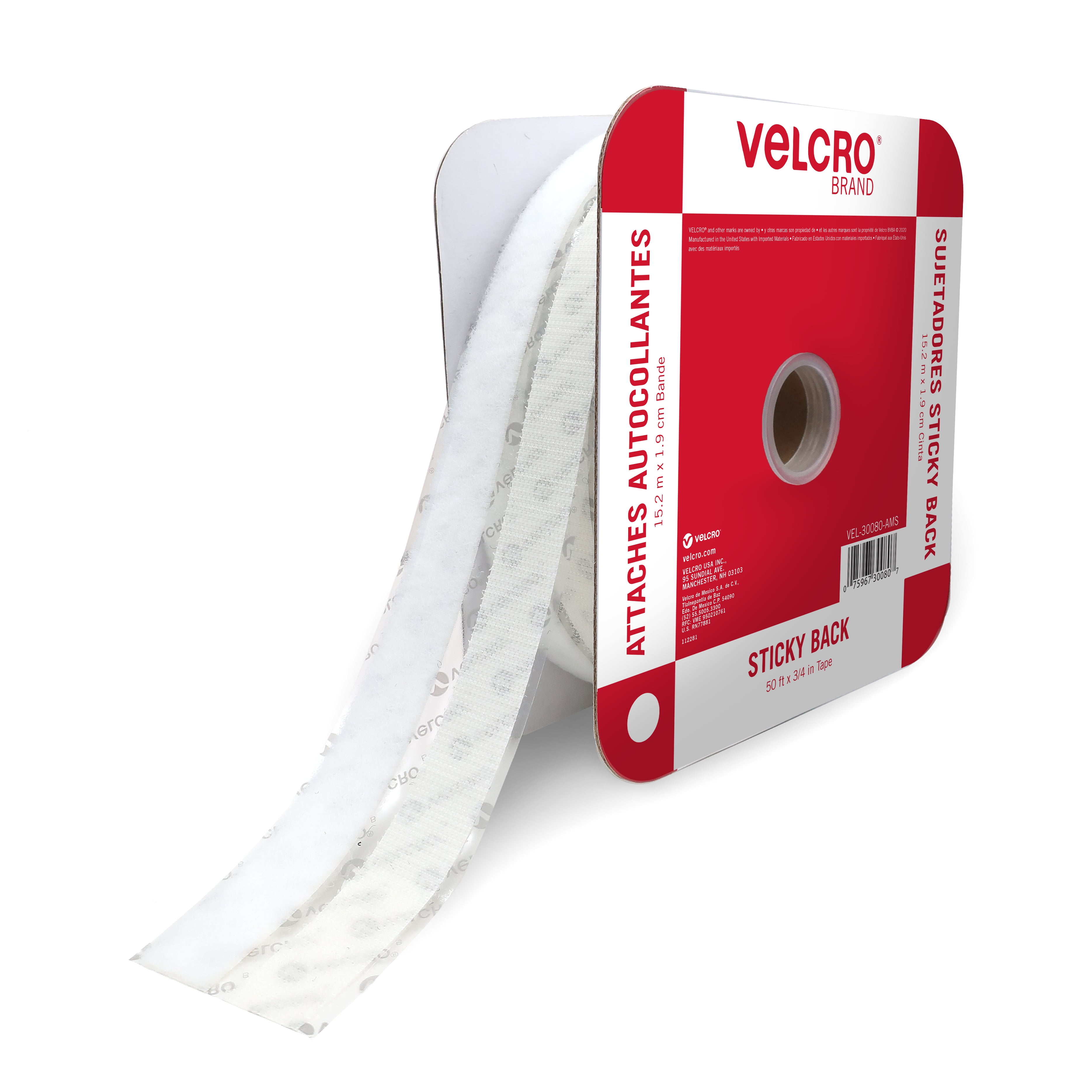 Velcro Sticky Back 50 Feet X 3/4 Inch Tape, White, 6 Per Case - Walmart.com