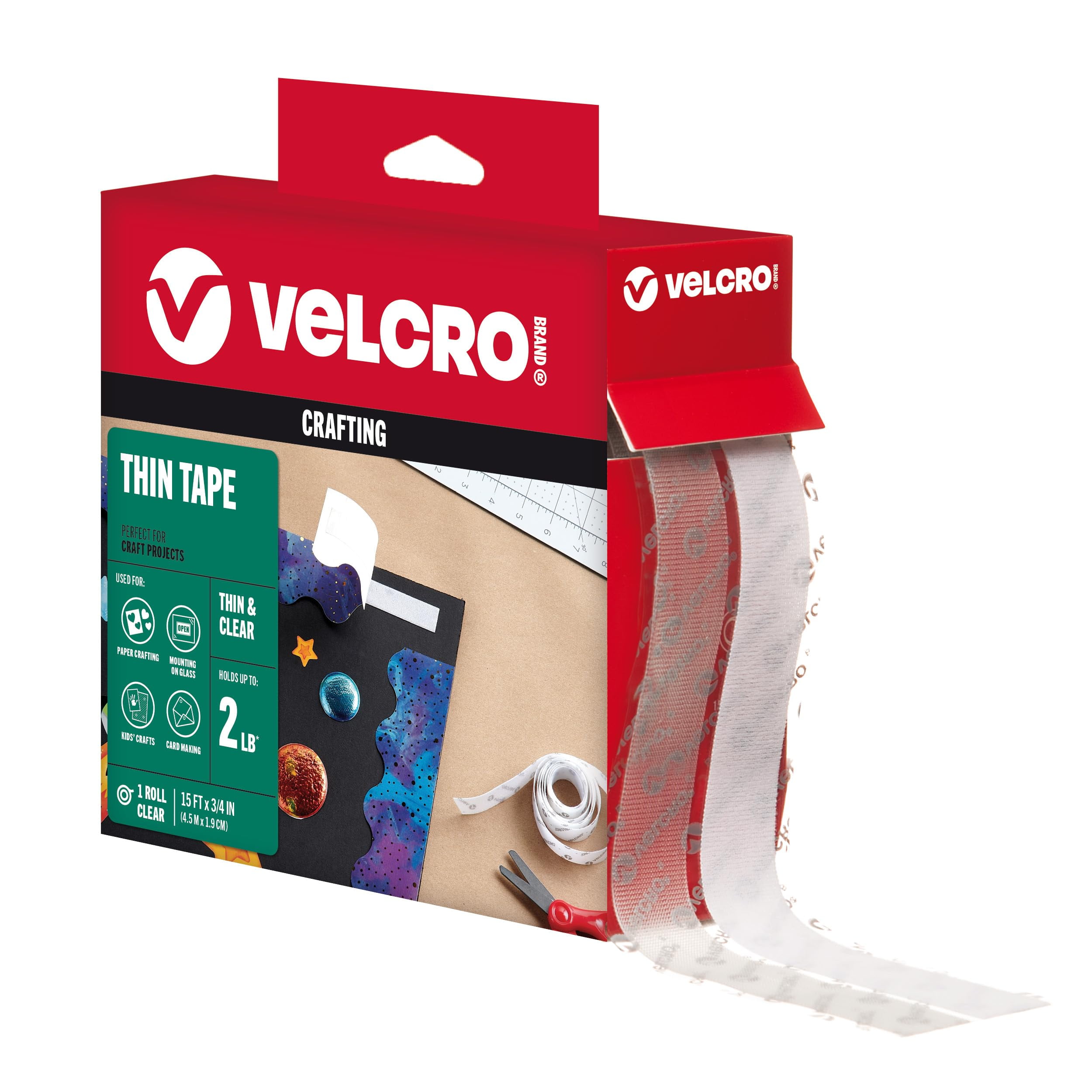 Velcro Sticky-Back Fasteners, Removable Adhesive, 0.75" x 15 ft, Clear ...