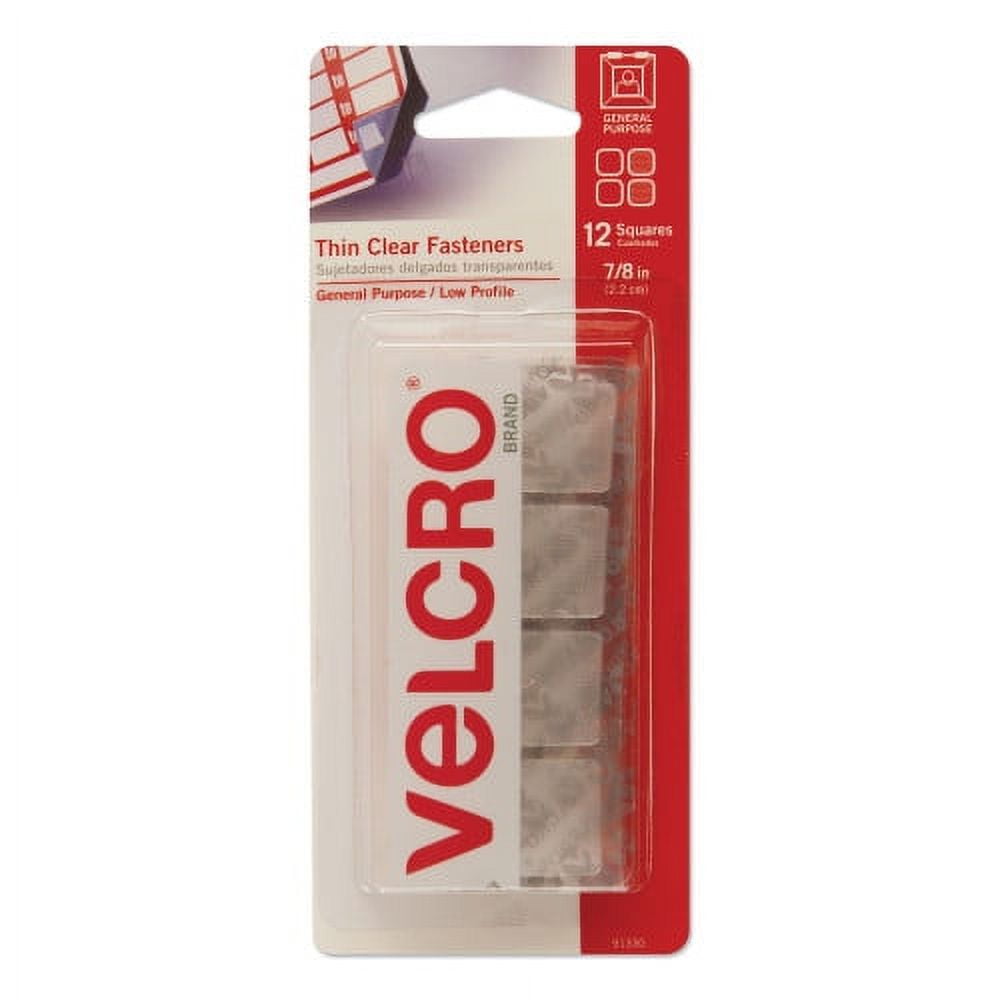 Velcro Sticky-Back Fasteners, Removable Adhesive, 0.88" x 0.88", Clear ...