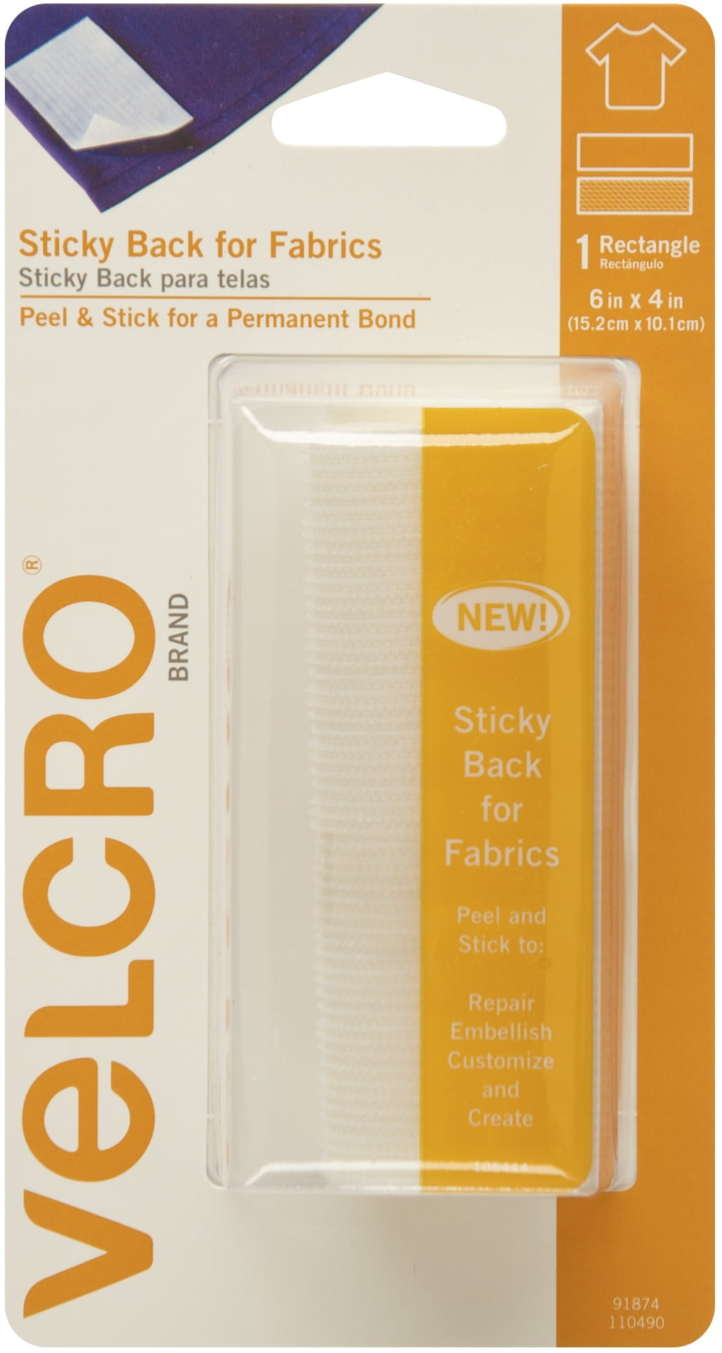 Velcro Sticky Back For Fabrics 6x4 White - Walmart.com