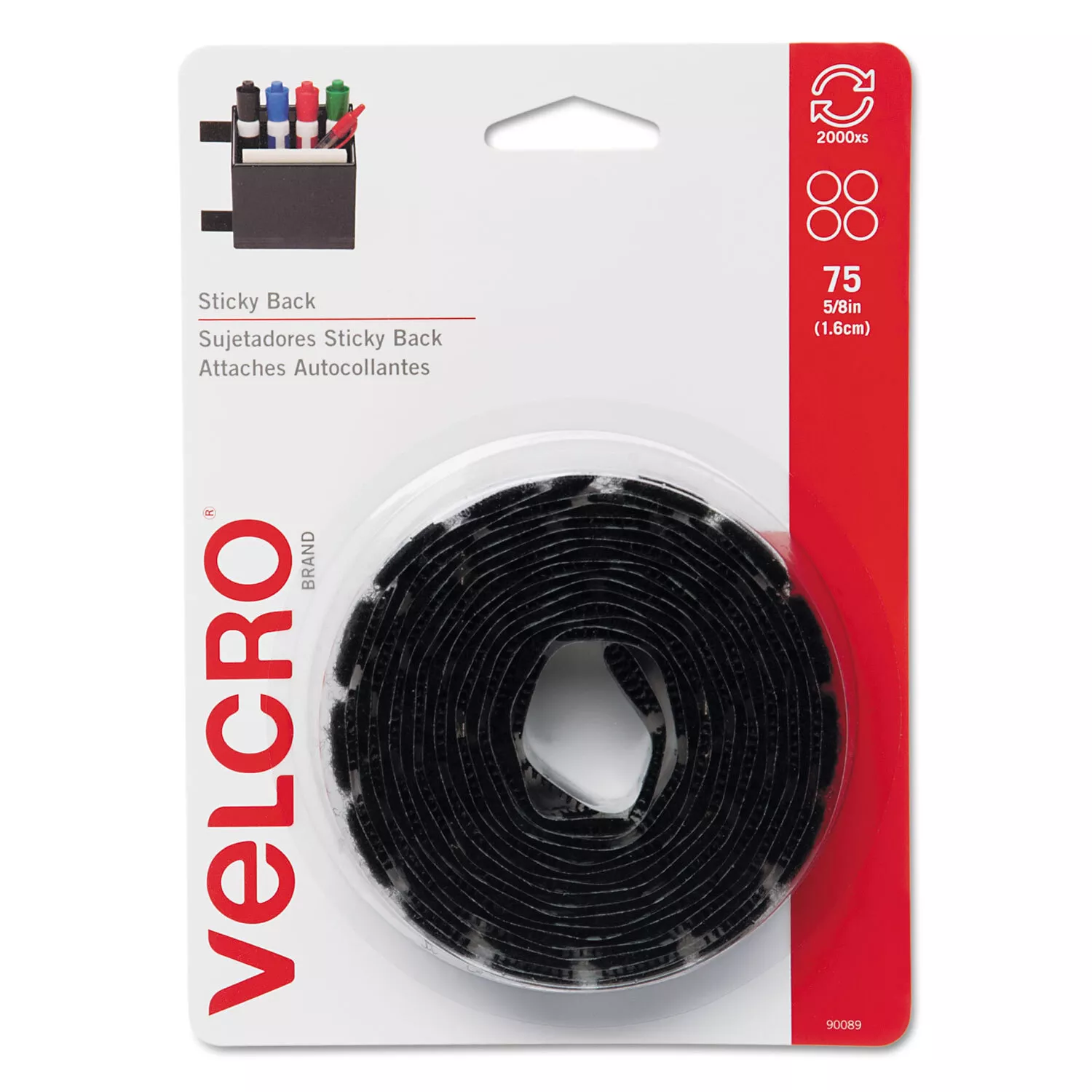 Velcro Sticky-Back Hook and Loop Dot Fasteners 5/8 Inch Black 75/Pack ...