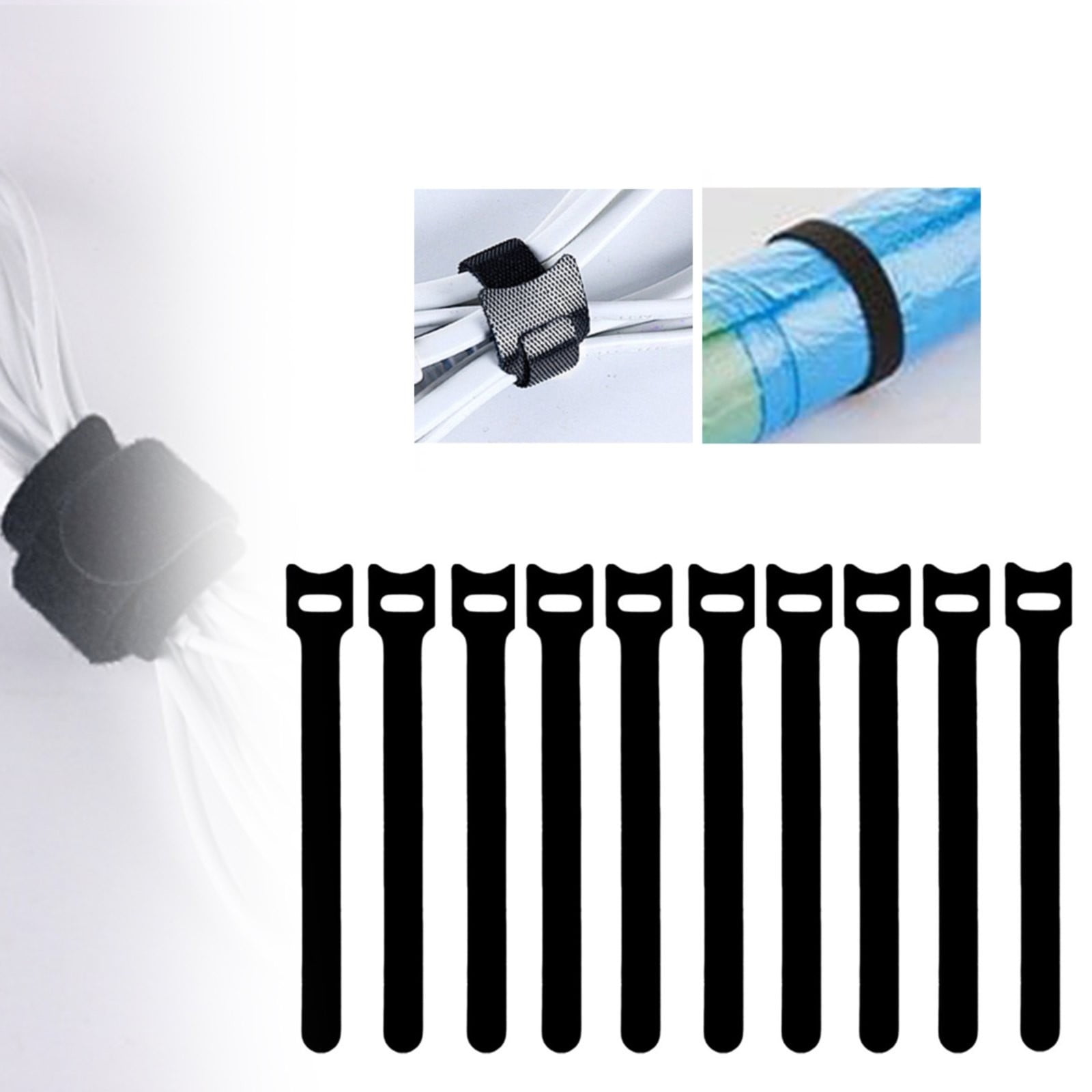 Velcro Zip Tie Black A Glue Tape, 10X Velcro Zip Ties Adhesive Tape ...