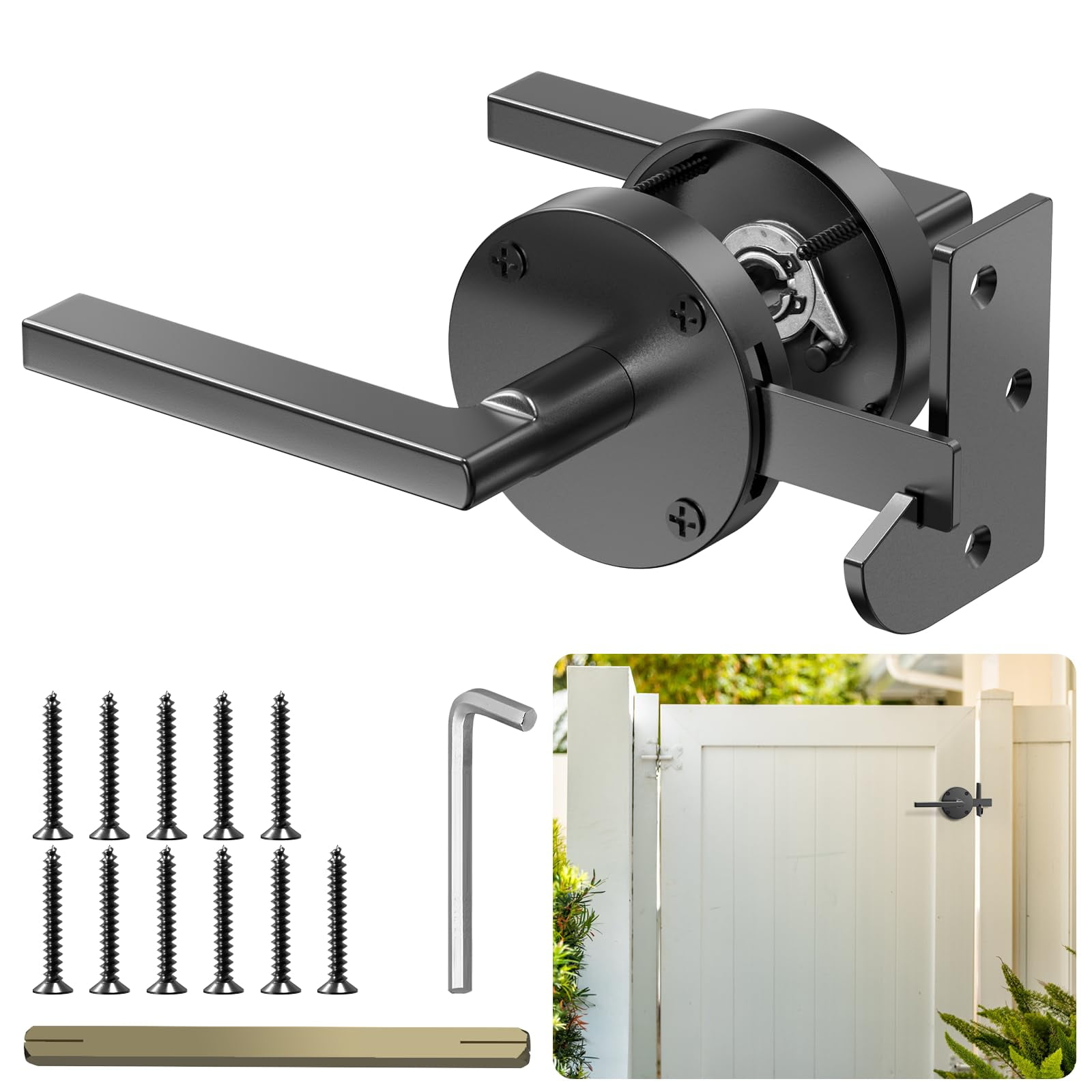 Velfree Double Sided Gate Latch, Heavy Duty Gate Latch for Wooden Fence ...