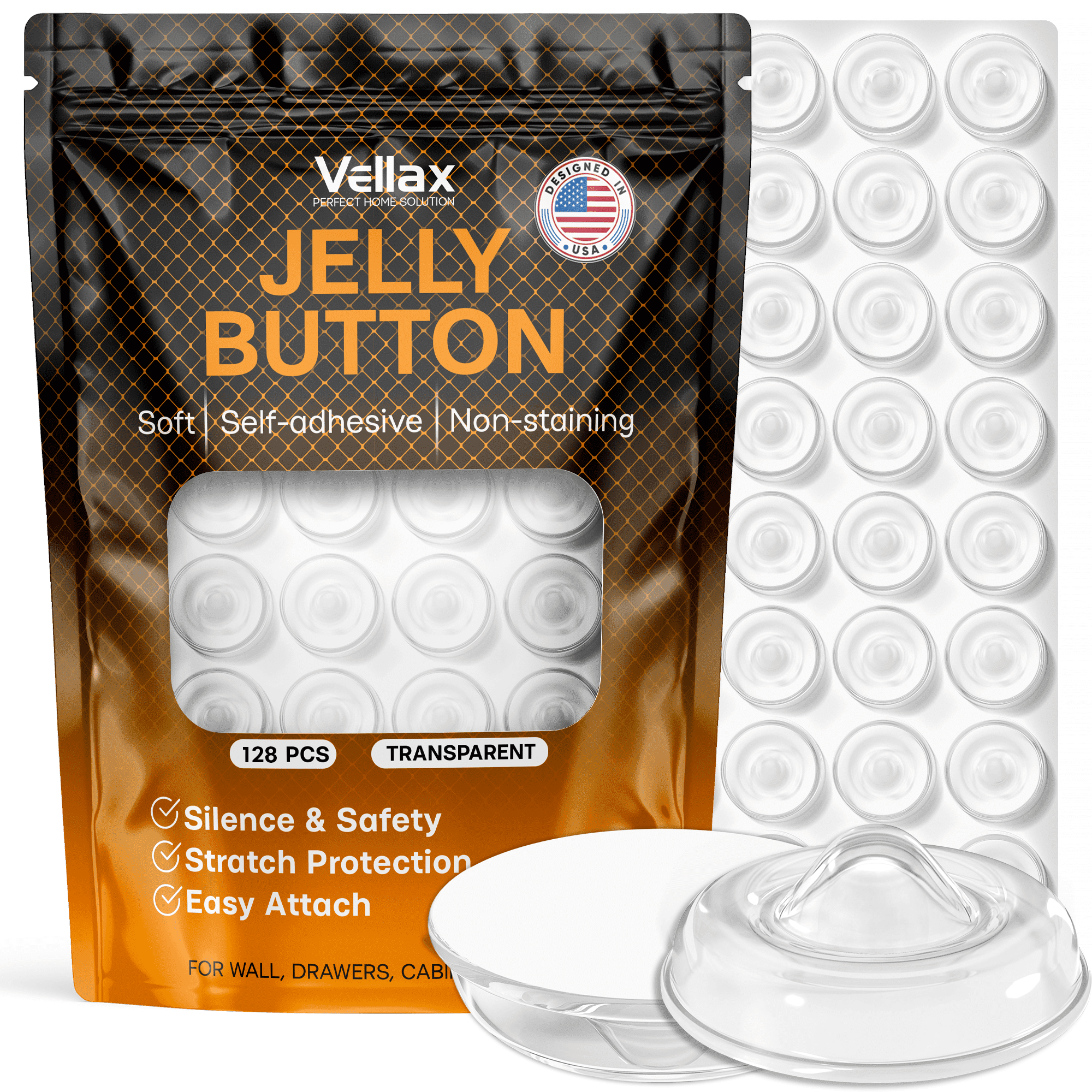 Vellax Cabinet Door Stopper - 0.5" Self Adhesive Rubber Cabinet Bumpers ...