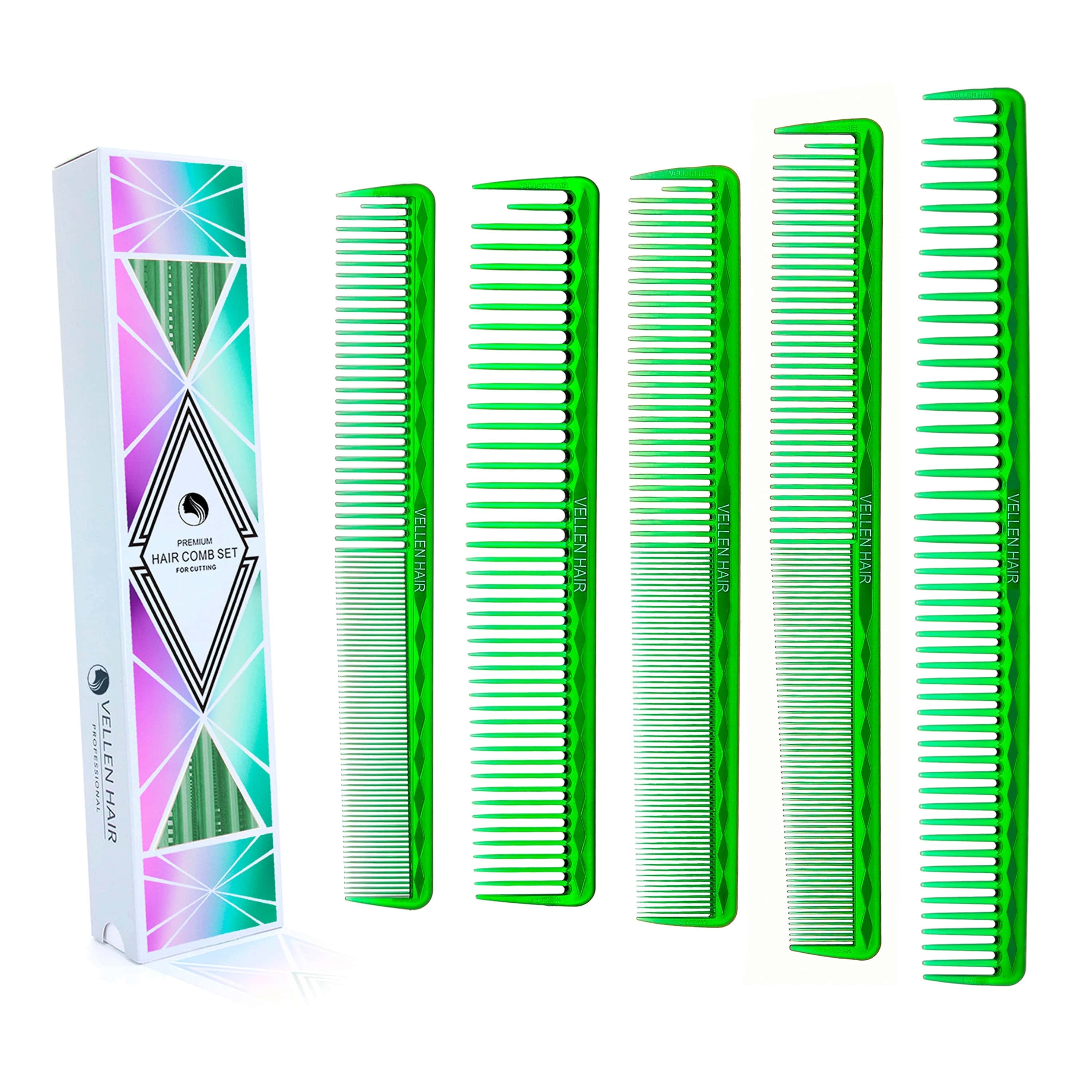 Vellen Hair Ultimate Cutting Combs 5 Different Sizes - Green ...