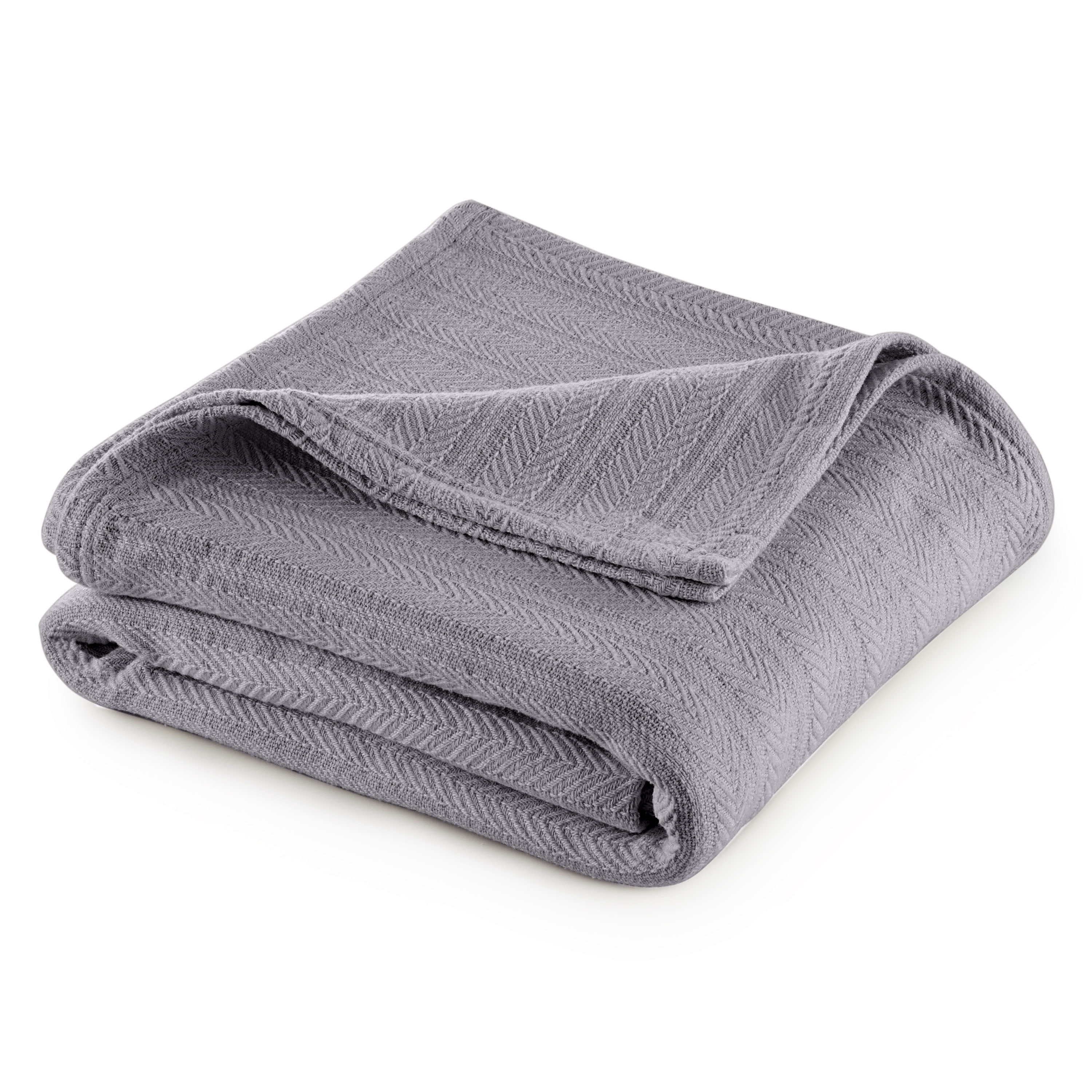Vellux 100% Cotton Blanket, Full/Queen, Grey - Walmart.com