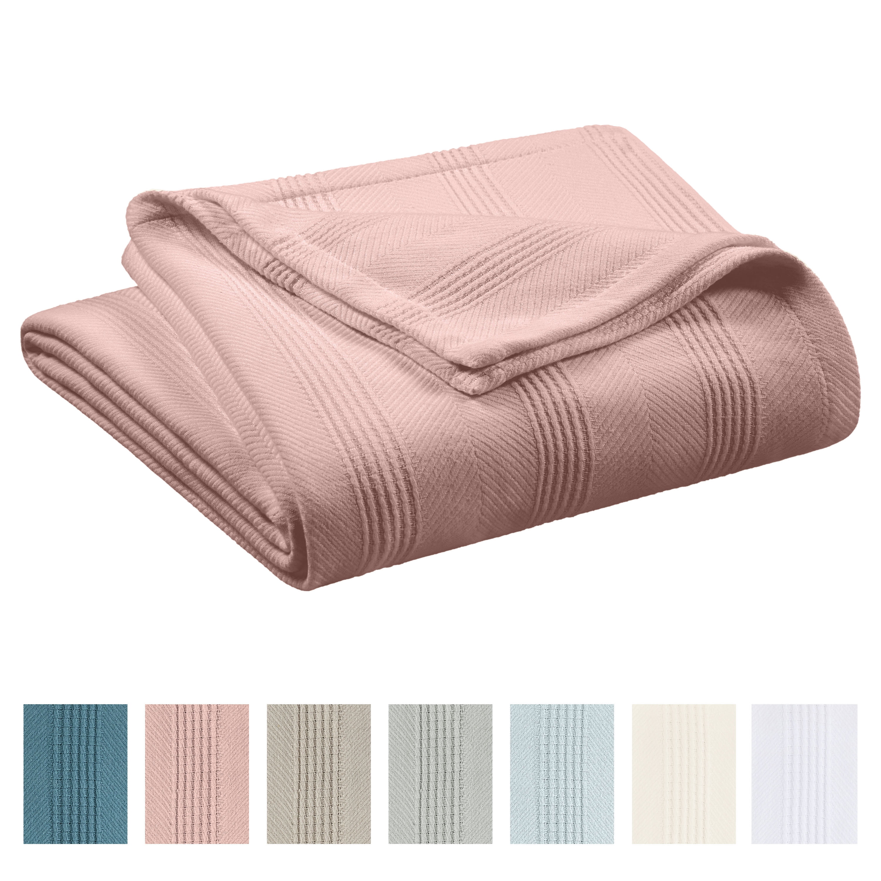 Lightweight Breathable 100% Cotton Knit Blanket – All-Season Bed ...