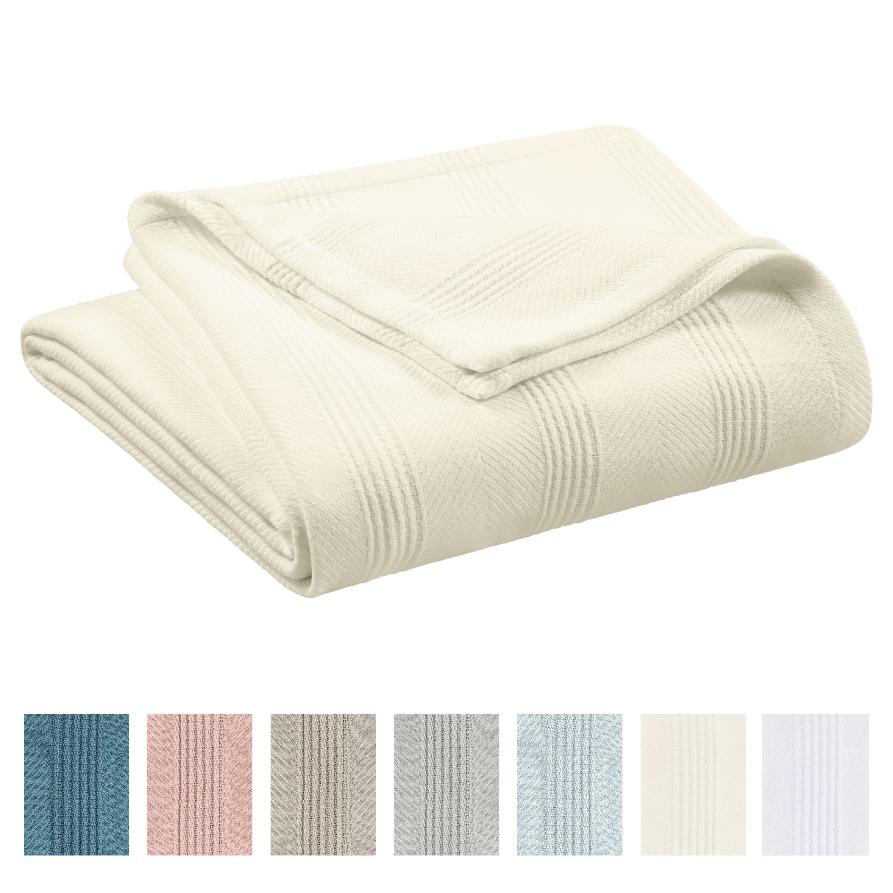 Full/Queen 100% Cotton Knit Blanket, Lightweight Breathable All-Season ...